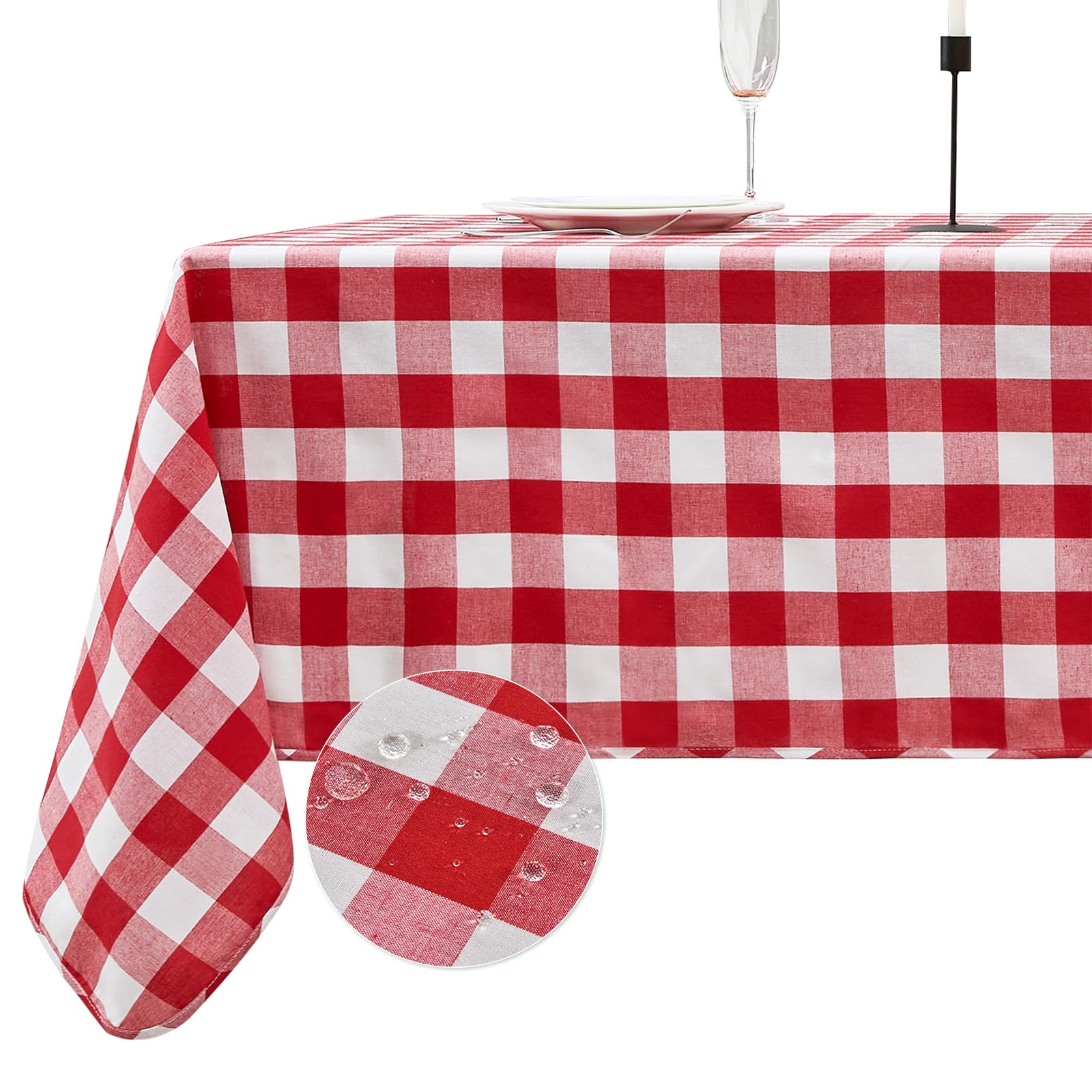 Amazon.com: LUOLUO Checkered Tablecloth Waterproof Gingham Plaid Table Cloth Machine Washable ...