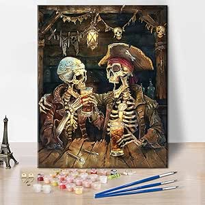 Amazon.com: Rebotipy Paint by Numbers for Adults Two Skeletons Adult ...