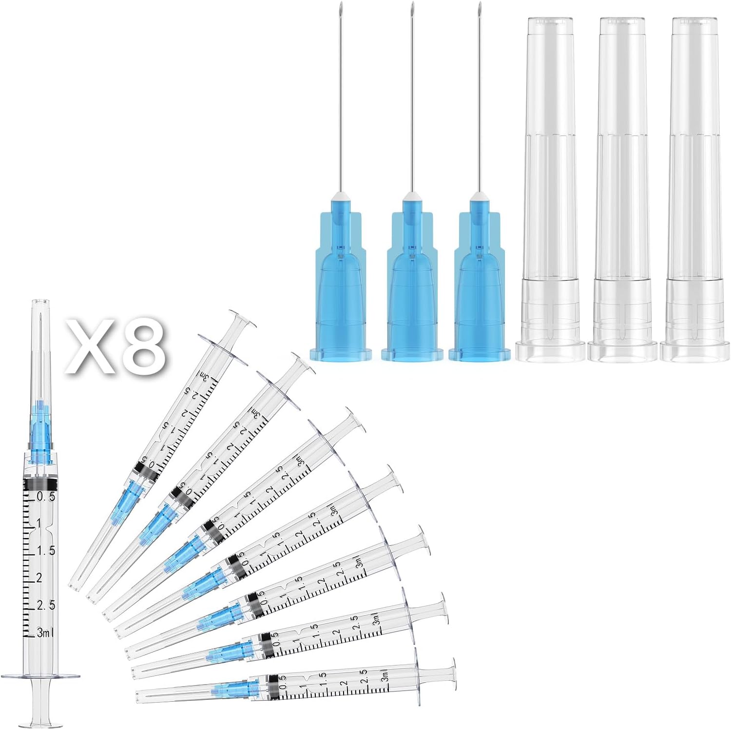 Amazon.com: 8 Pack 3ml/CC Syringes with Needle -100PCS 23G Needle for ...