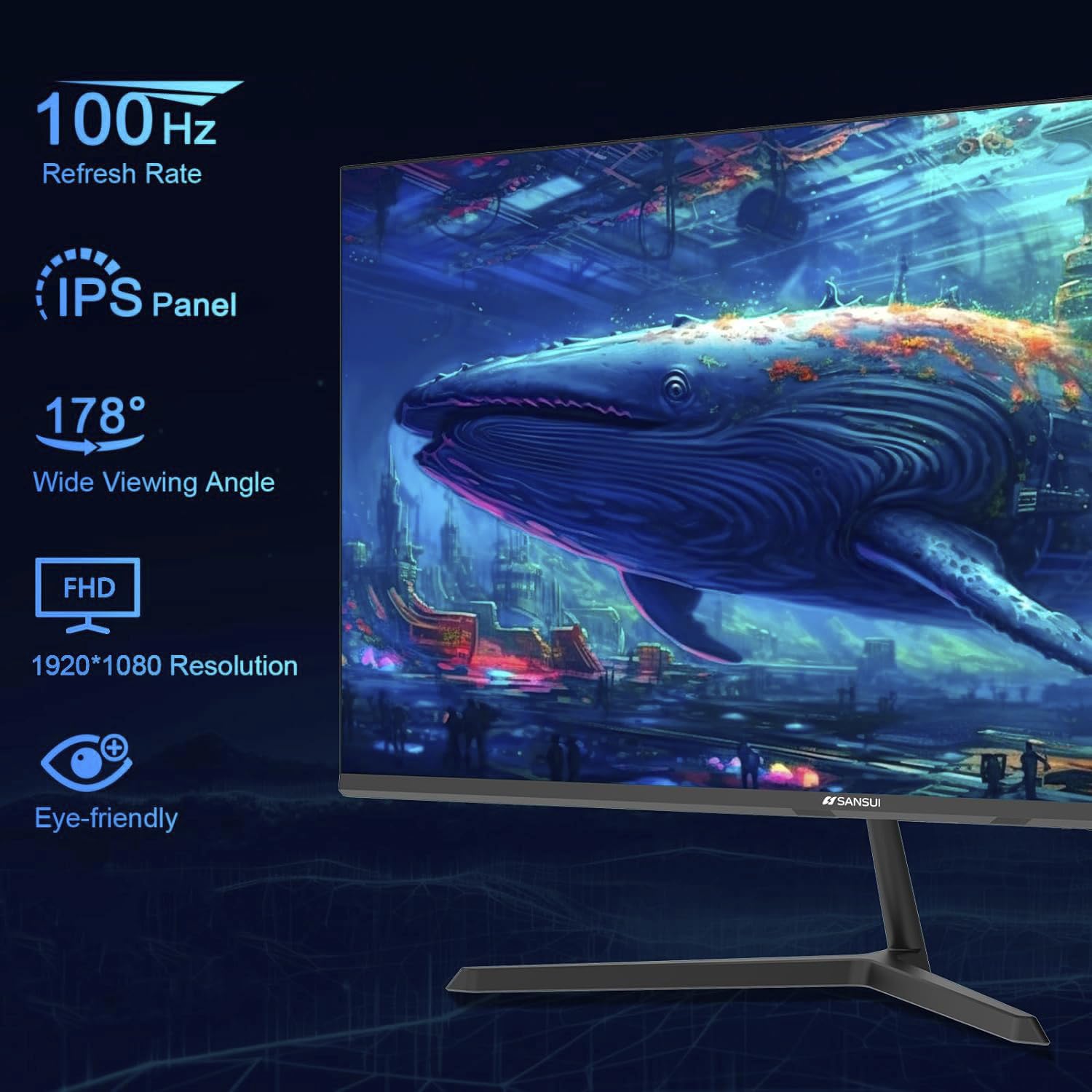 Snapklik.com : SANSUI 27 Inch Monitor, Build-in Speakers IPS 100Hz ...