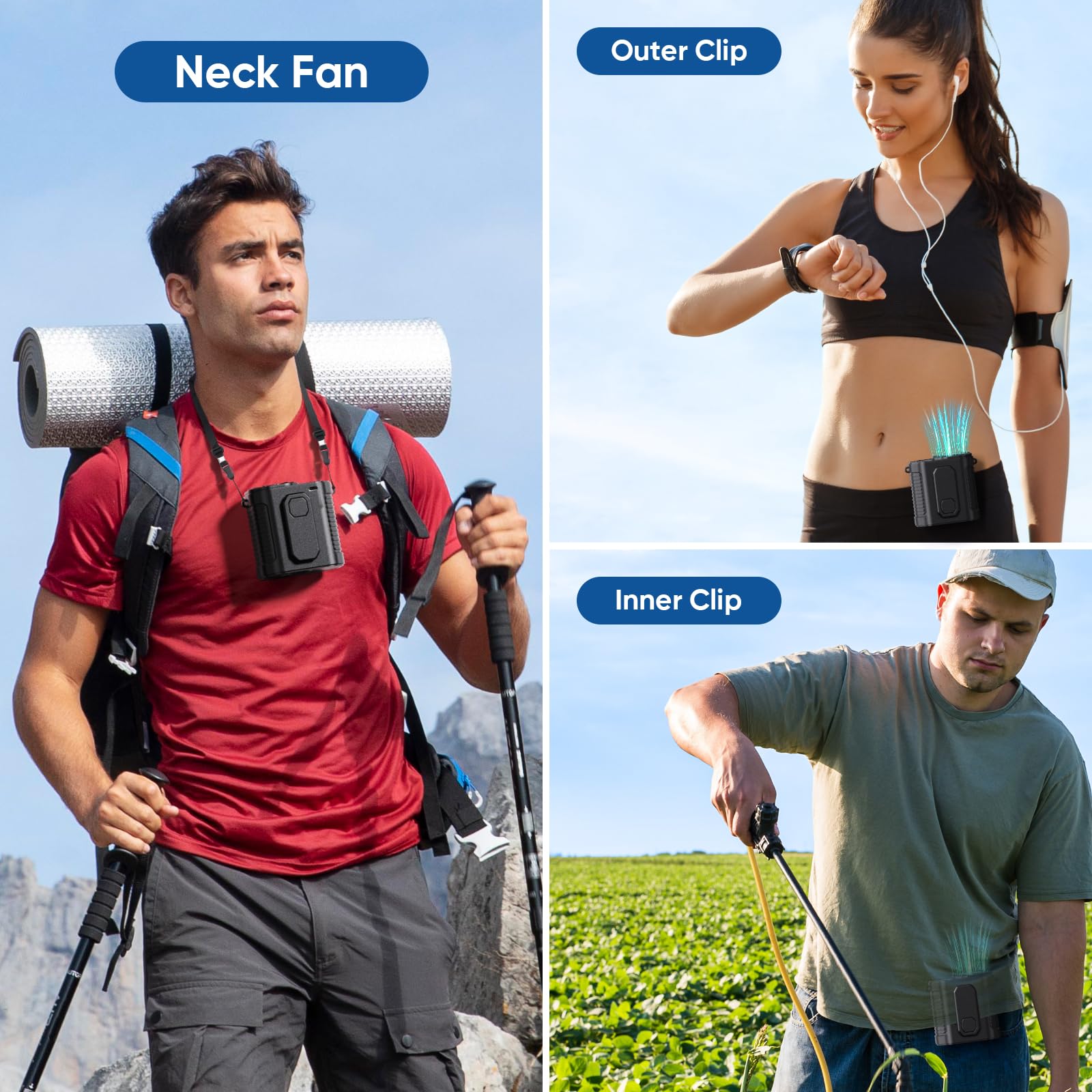 Handheld Fan Joyful Energy Portable Fan, Wearable Belt Body Fans ...