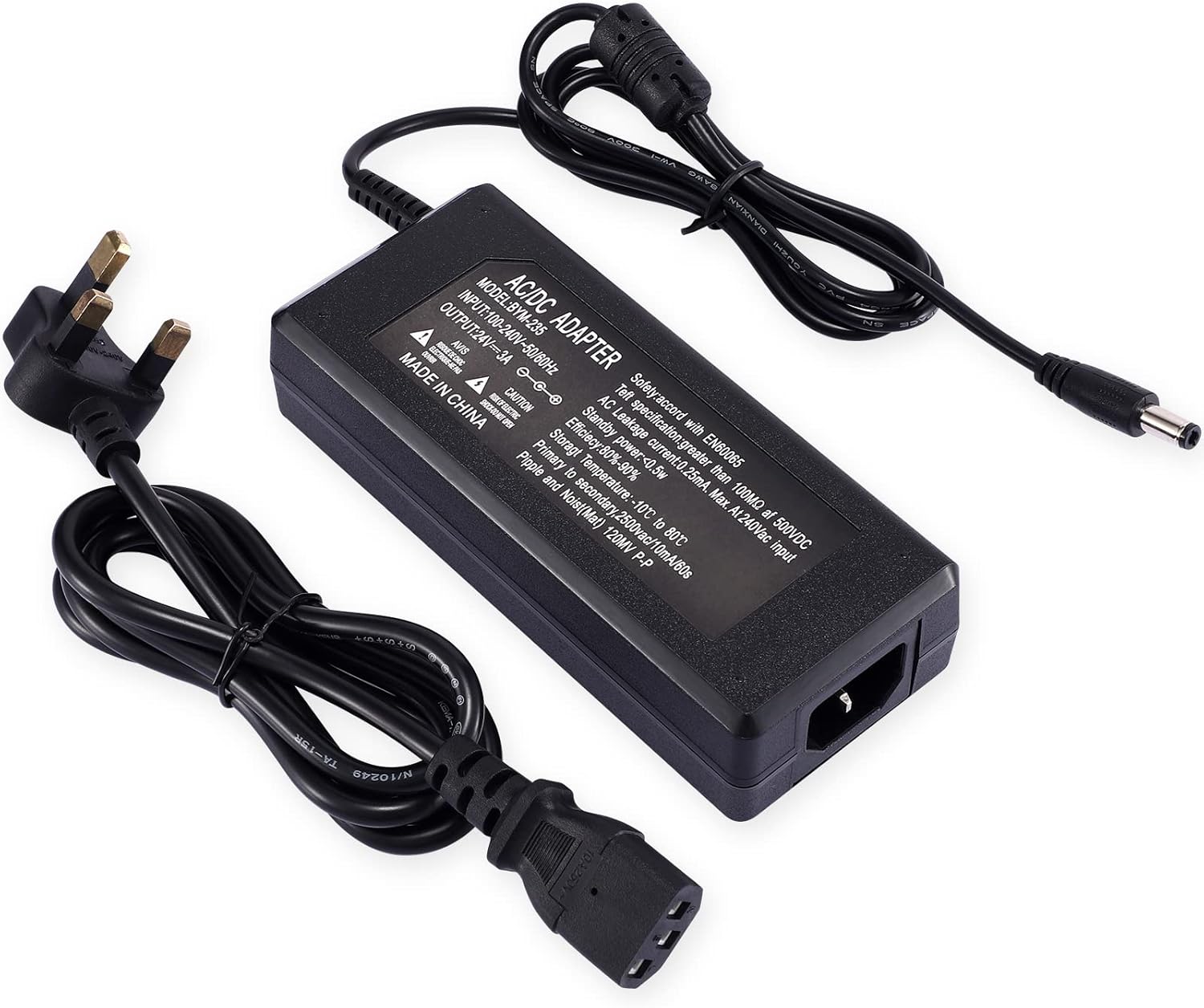 TOBWOLF DC 24V 3A Power Supply Adapter, 72W AC 100V-240V to DC 24V 3A ...