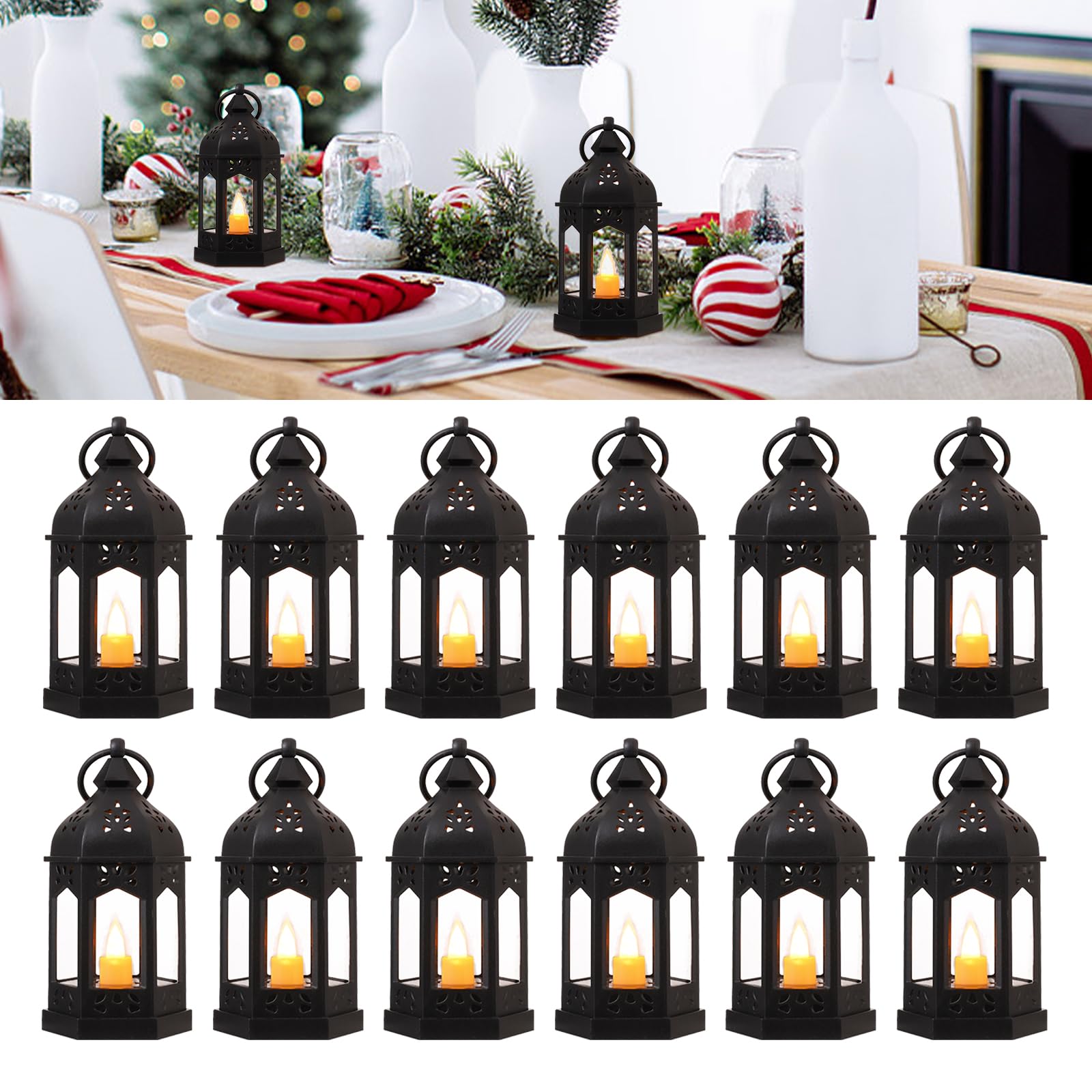 Amazon.com: LLQ 12Pcs Mini Lanterns with Small LED Candle, Decorative ...