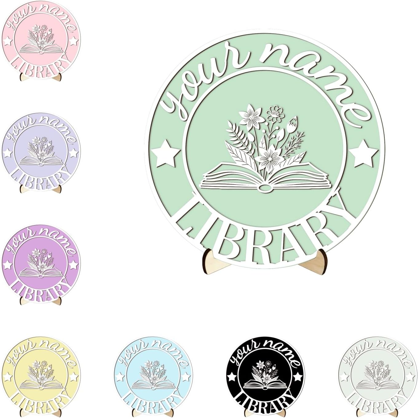 Amazon.com: Personalized Library Bookshelf Sign, Custom Name Book ...