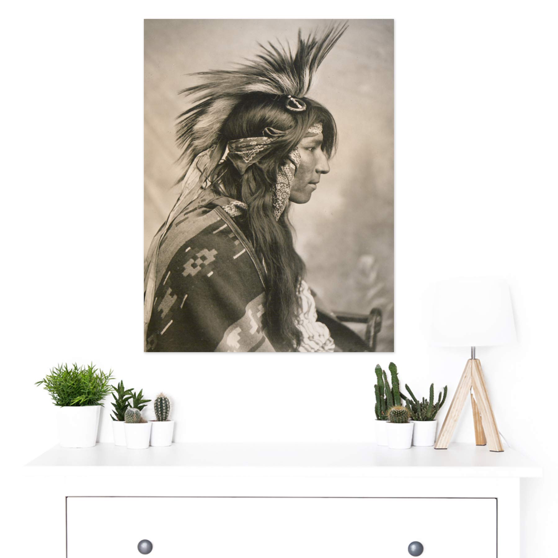 Cree Native American Headdress Old Photo Large Wall Art Print Canvas ...