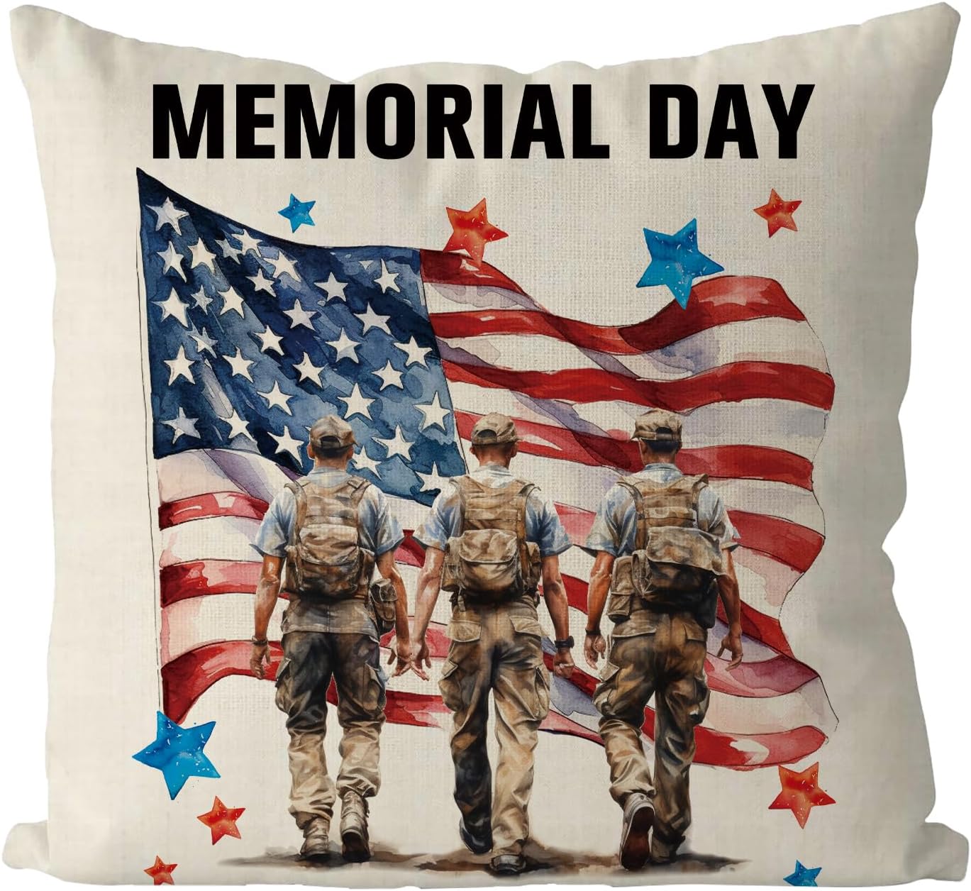 Amazon.com: QIONG MENG Memorial Day 18x18 Inch Pillow Covers USA Flag ...