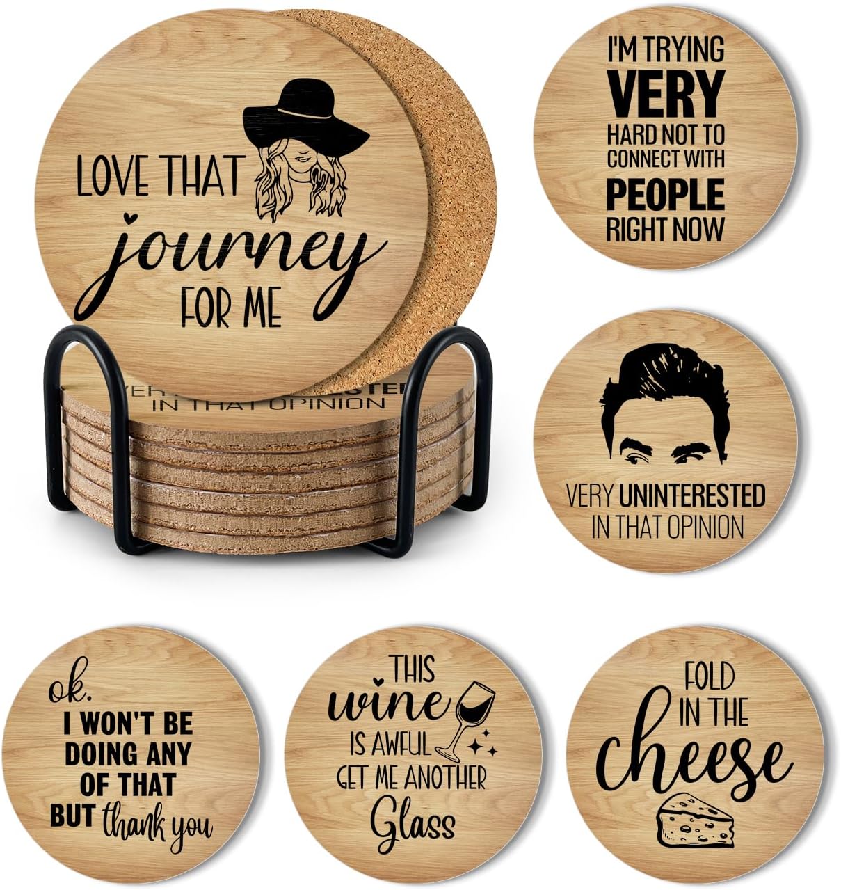 Amazon.com: PWHINGN Schitts Creek Coasters Set of 6 with Holder, Funny ...
