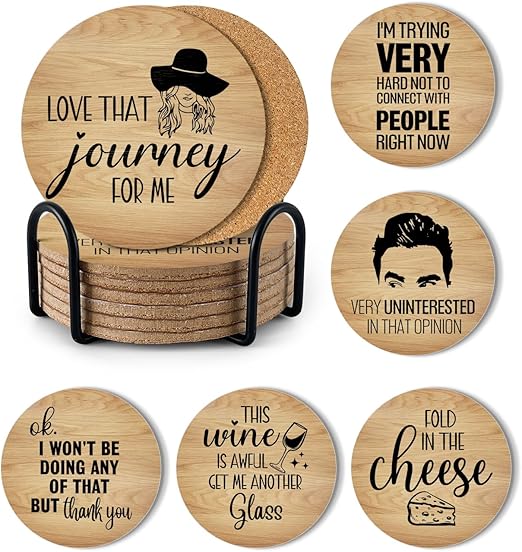 Amazon.com: PWHINGN Funny Friends TV Show Coasters Set of 6 with Holder ...