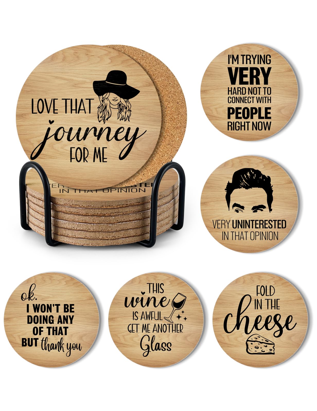 Amazon.com: PWHINGN Funny Friends TV Show Coasters Set of 6 with Holder ...