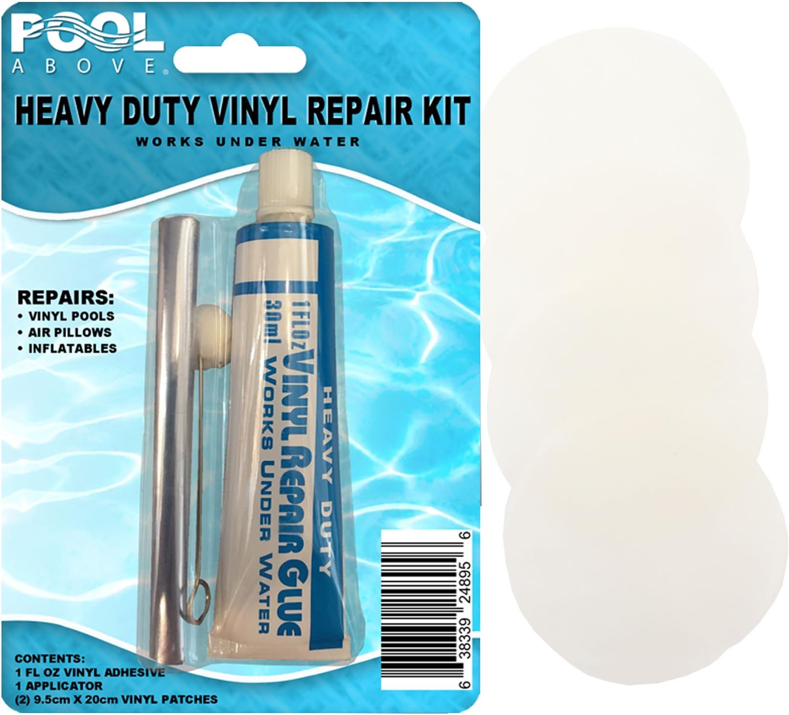 Amazon.com : Pool Above Vinyl Repair Patch Kit with Glue | Works Under Water : Patio, Lawn & Garden