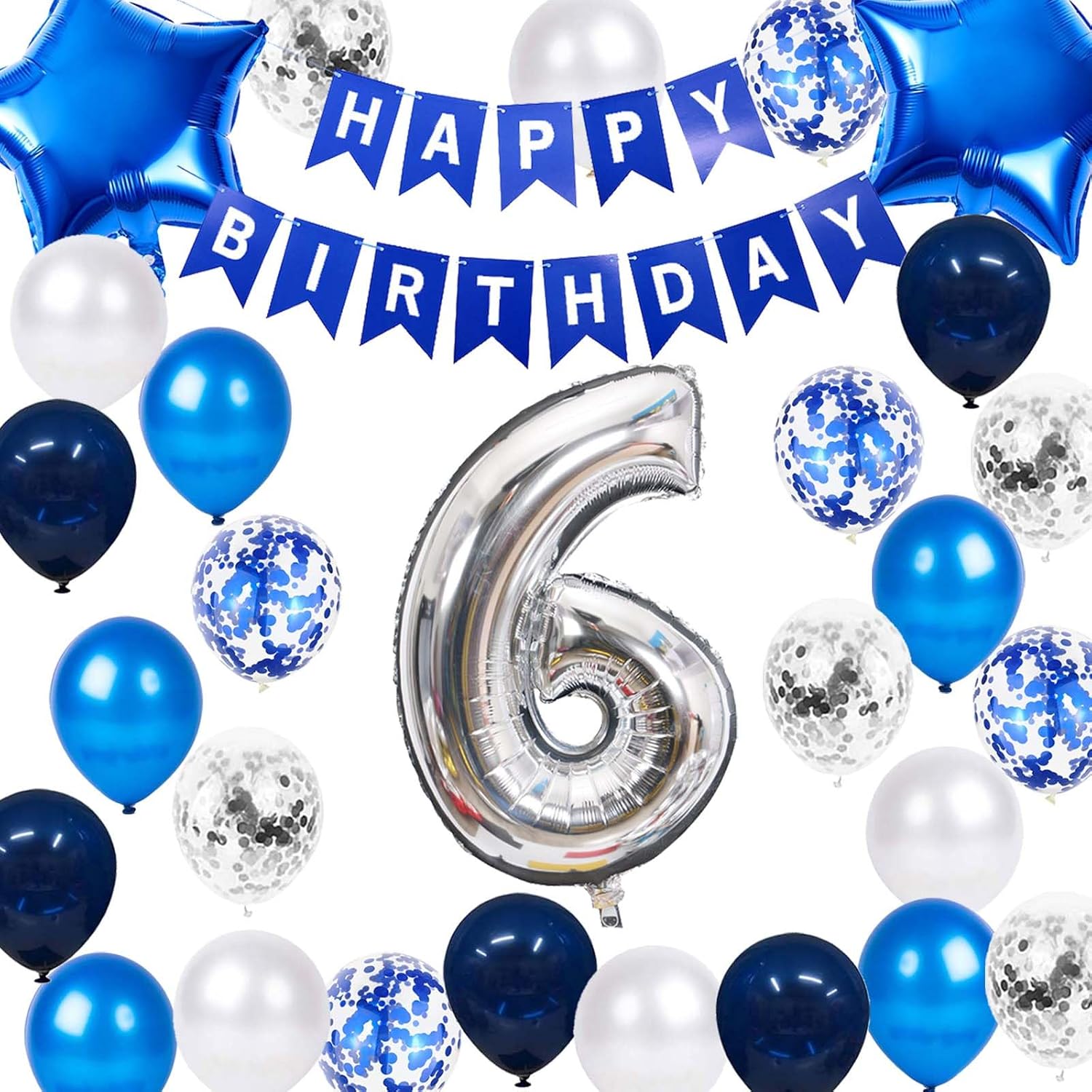 Amazon.com: 6th Birthday Party Decoration Blue for Boys, Happy Birthday ...