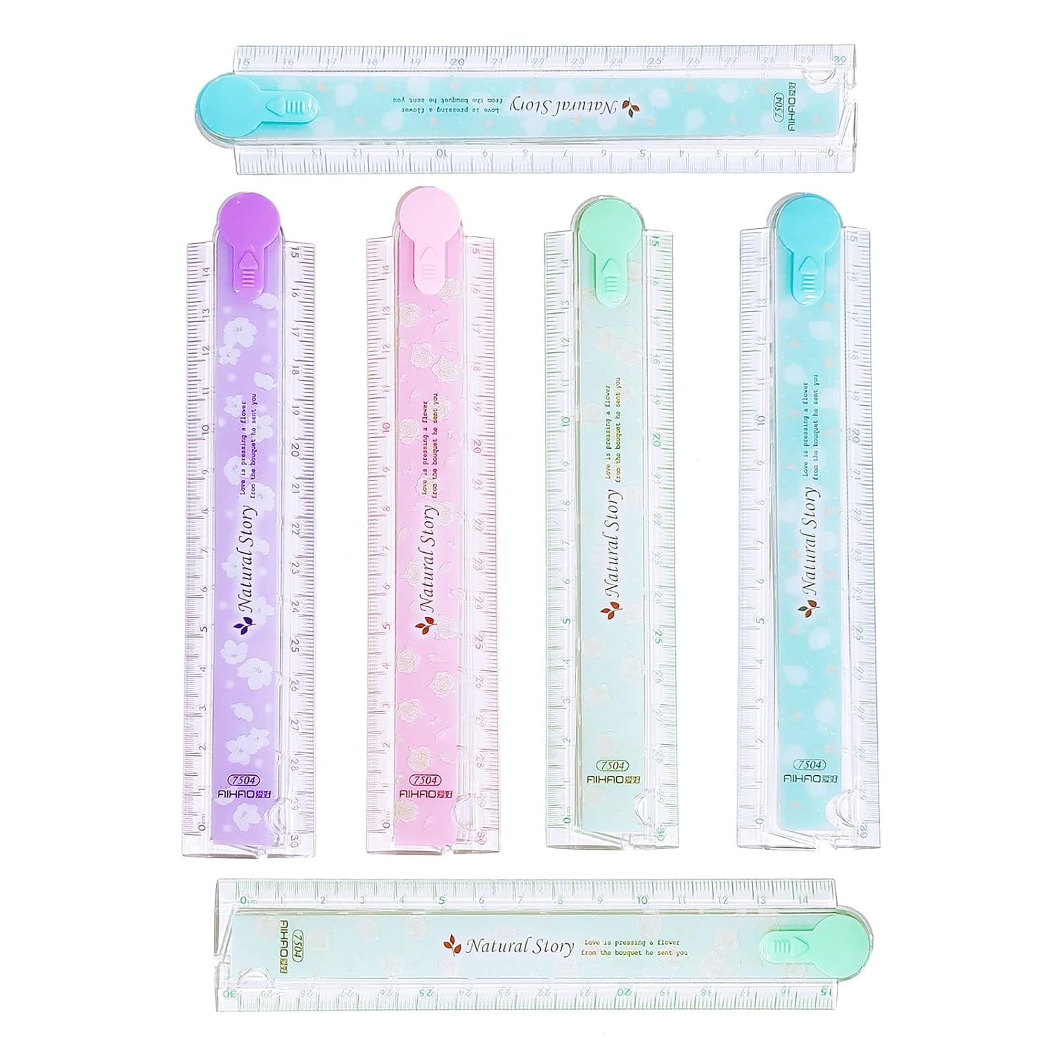 TSHAOUN 6 PCS Plastic Folding Ruler Set, 30Cm Transparent Geometric ...