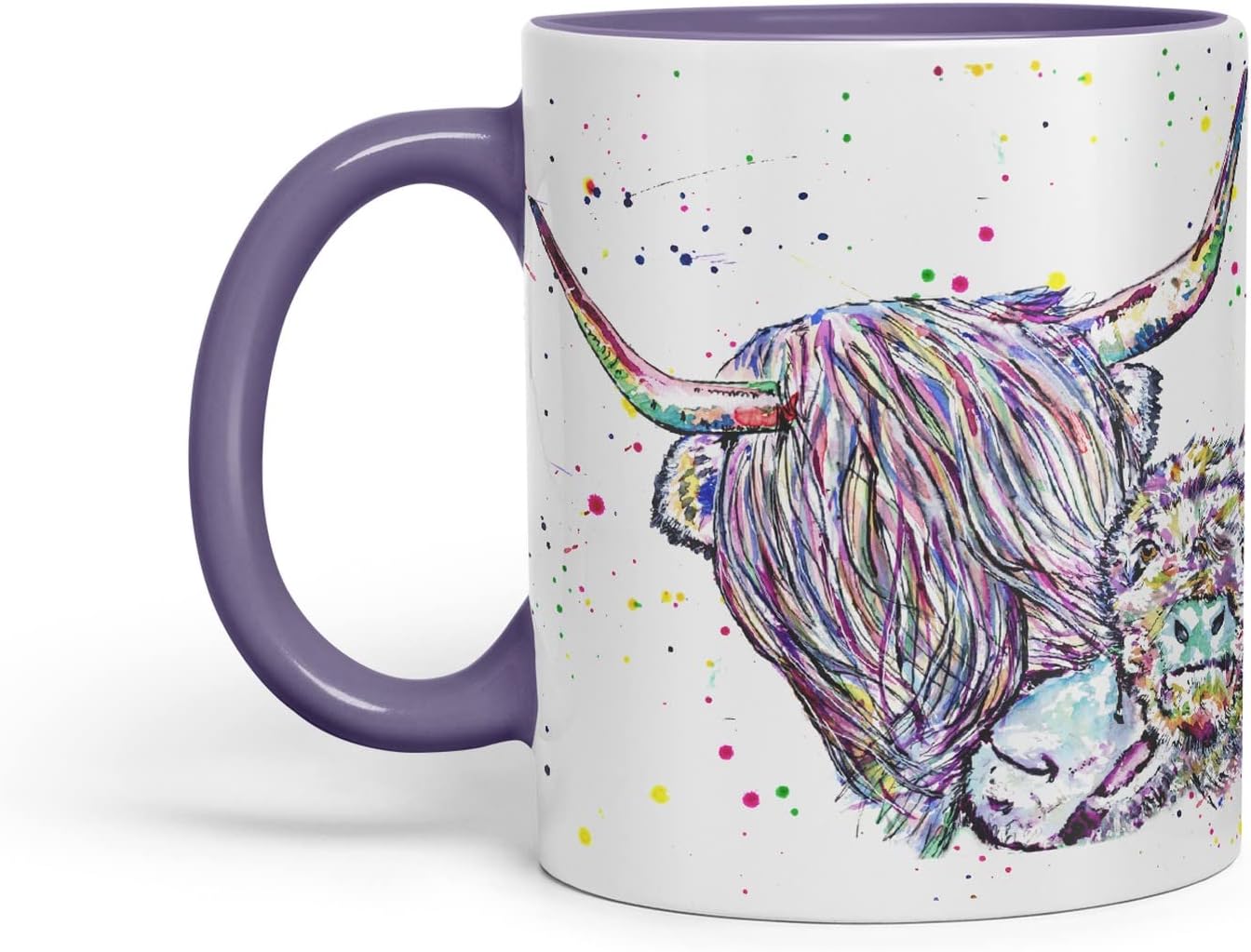 Vixar Highland Cow Scottish with Calf Baby Farm Animals Watercolour Art ...