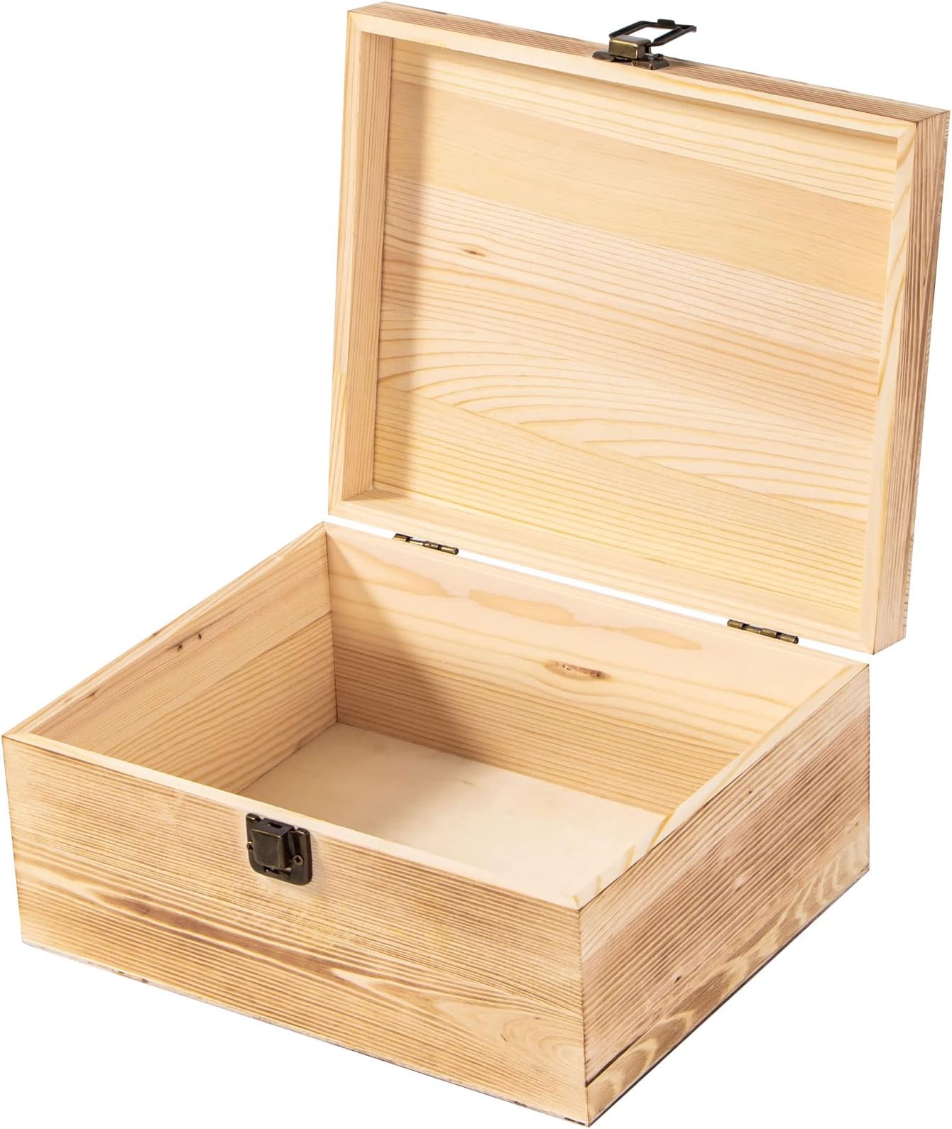 Amazon.com: Lutong Wooden Storage Box with Hinged Lid and Front Clasp ...