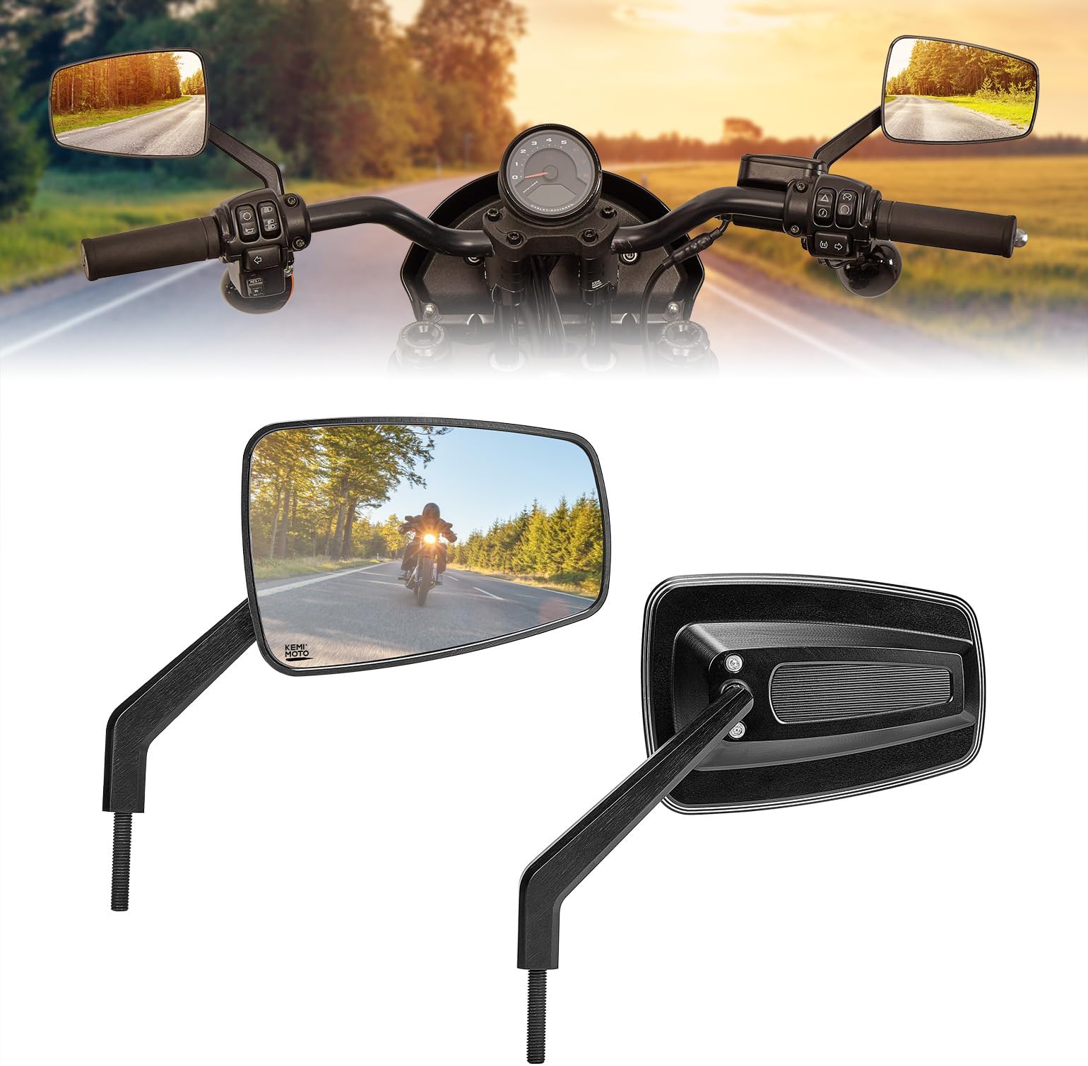 Amazon.com: KEMIMOTO CNC Aluminum Motorcycle Mirrors M8 Rear View Side ...