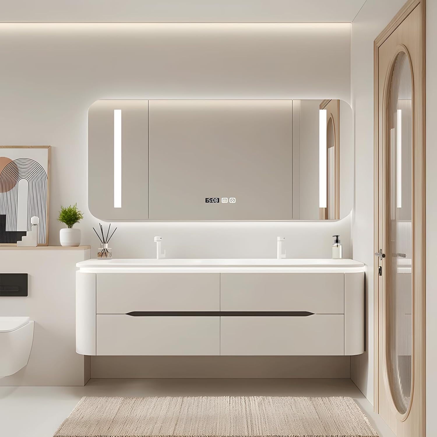 Amazon.com: 80" Double Sink Bathroom Vanity, Wall-Mounted Bath Vanity ...