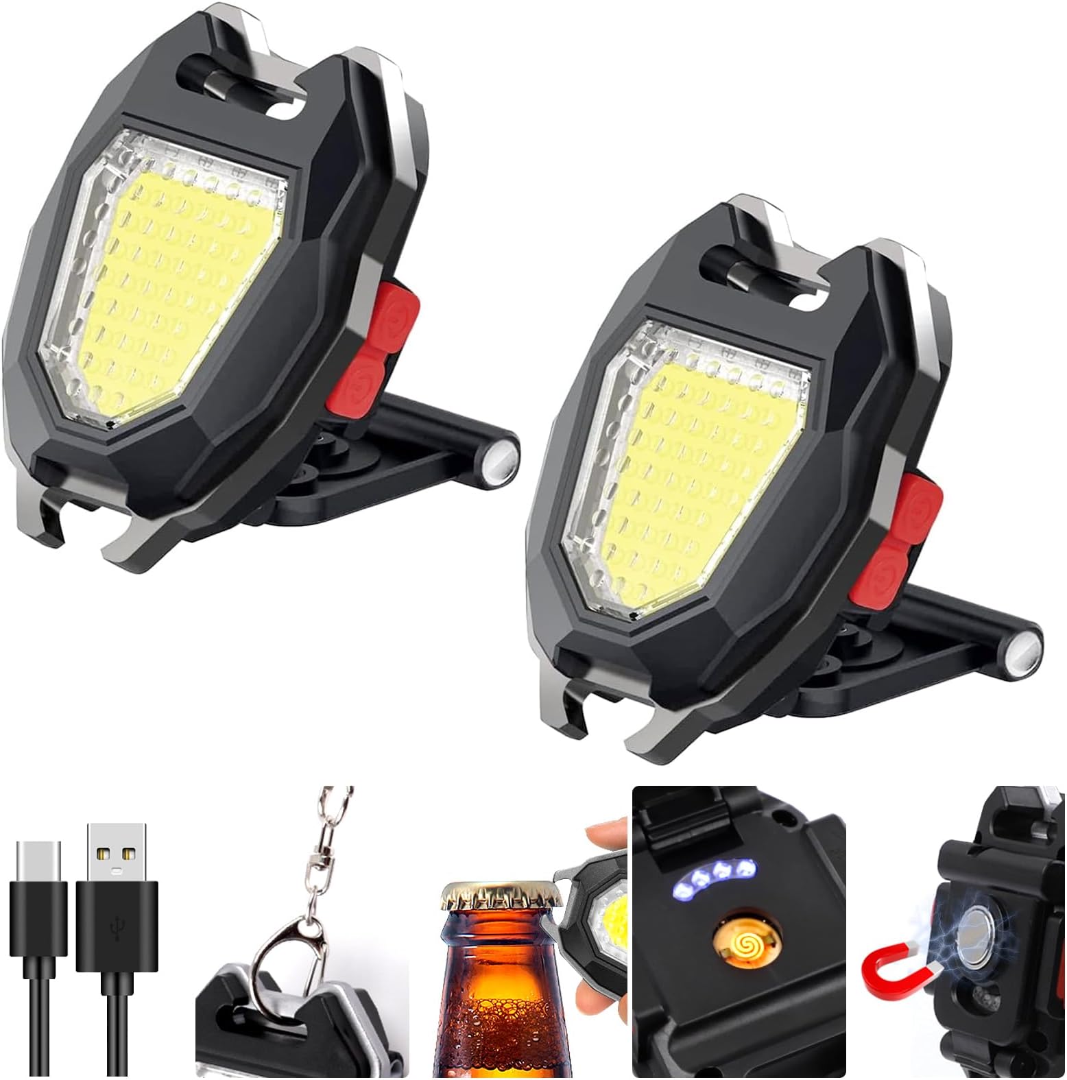 COB Keychain Work Light Keychain Flashlights 7 Light Modes 1600Lumen ...