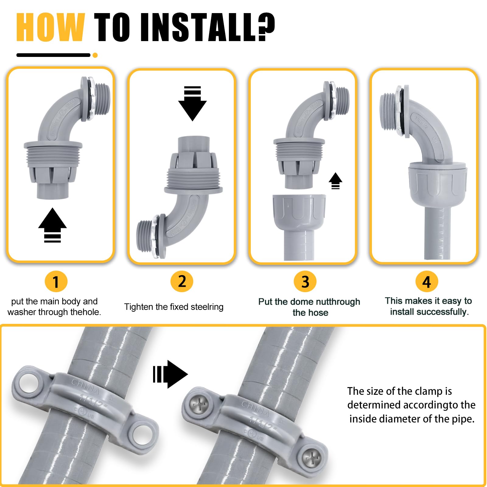 Snapklik.com : Wocloer 1/2 Inch Liquid Tight Connector PVC Flexible ...