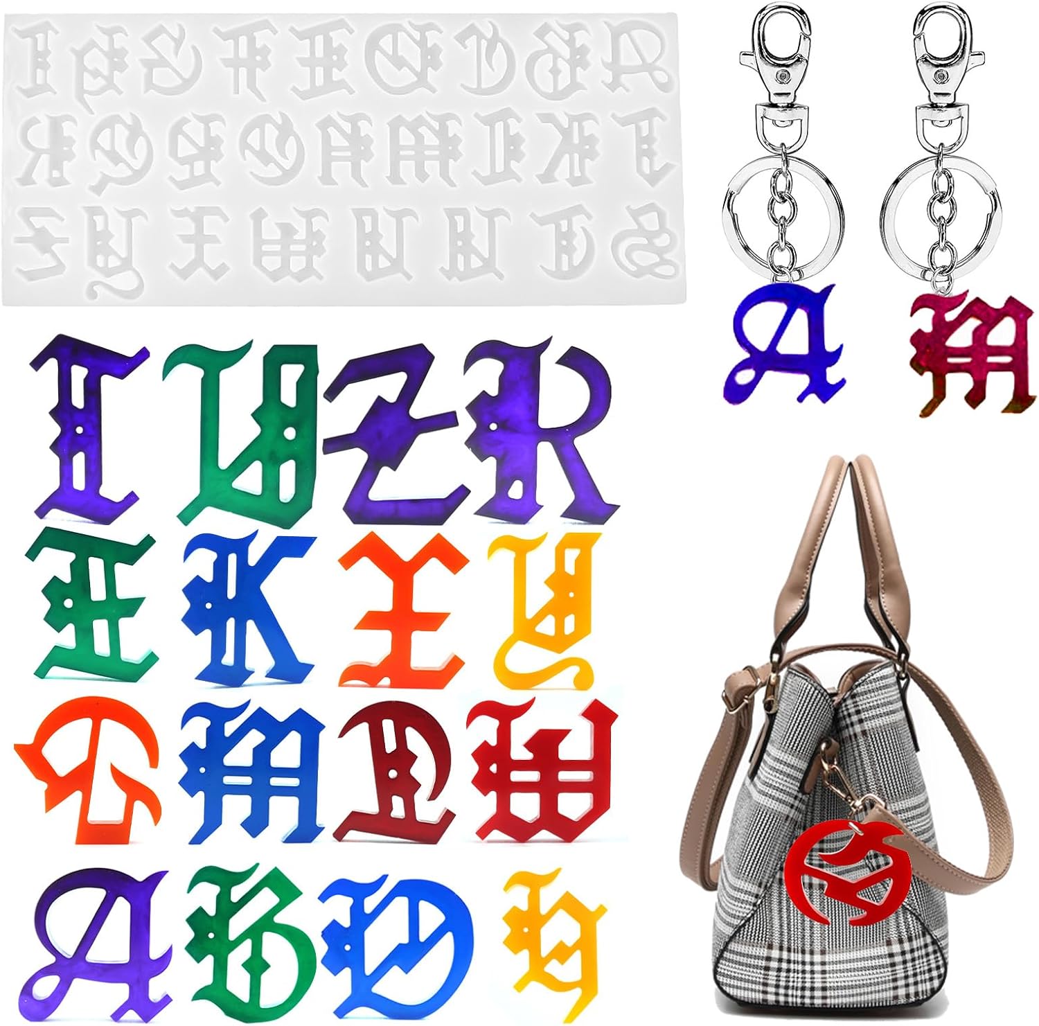 Amazon.com: Vintage Gothic Alphabet Keychain Resin Silicone Molds Old ...
