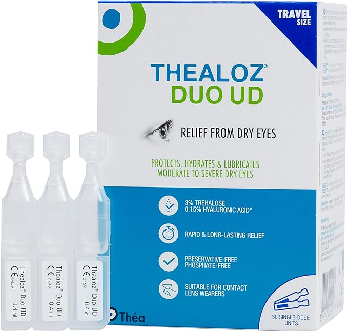 30 Thealoz Duo Unidose Eye Drops – Travel Size| Rapid & Long-Lasting ...