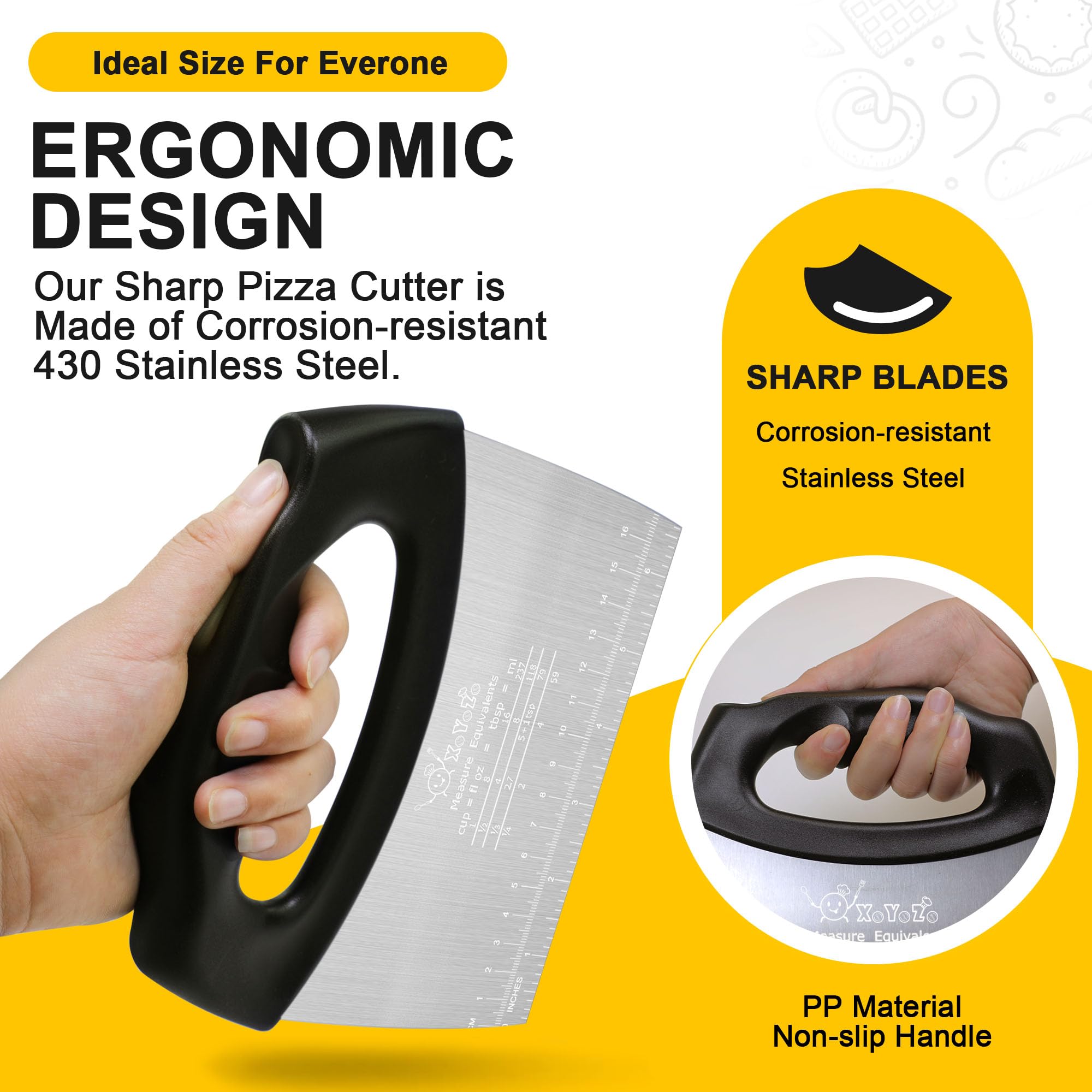 Snapklik.com : XoYoZo Bench Scraper Dough Cutter Salad Chopper