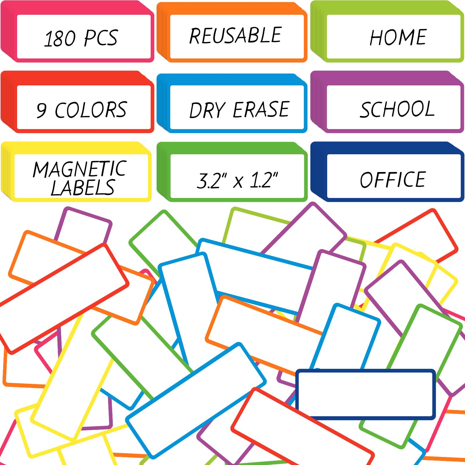 Amazon.com : Kanayu 180 Pcs Magnetic Dry Erase Labels Reusable Magnetic ...