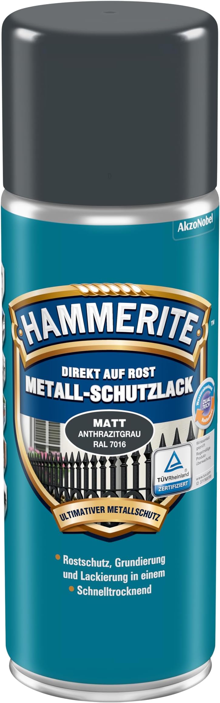 HAMMERITE metallschutzlack matt anthrazit 400ml : Amazon.de: Baumarkt
