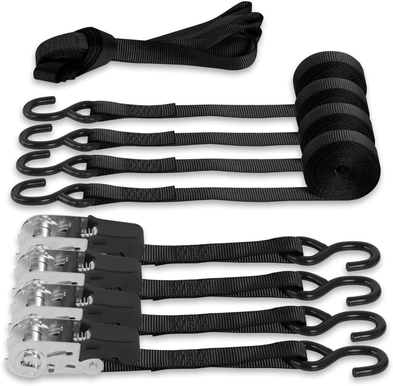 Amazon Basics 15-Feet Ratchet Tie Downs, 500 Lbs Load Cap,1,500 Lbs ...