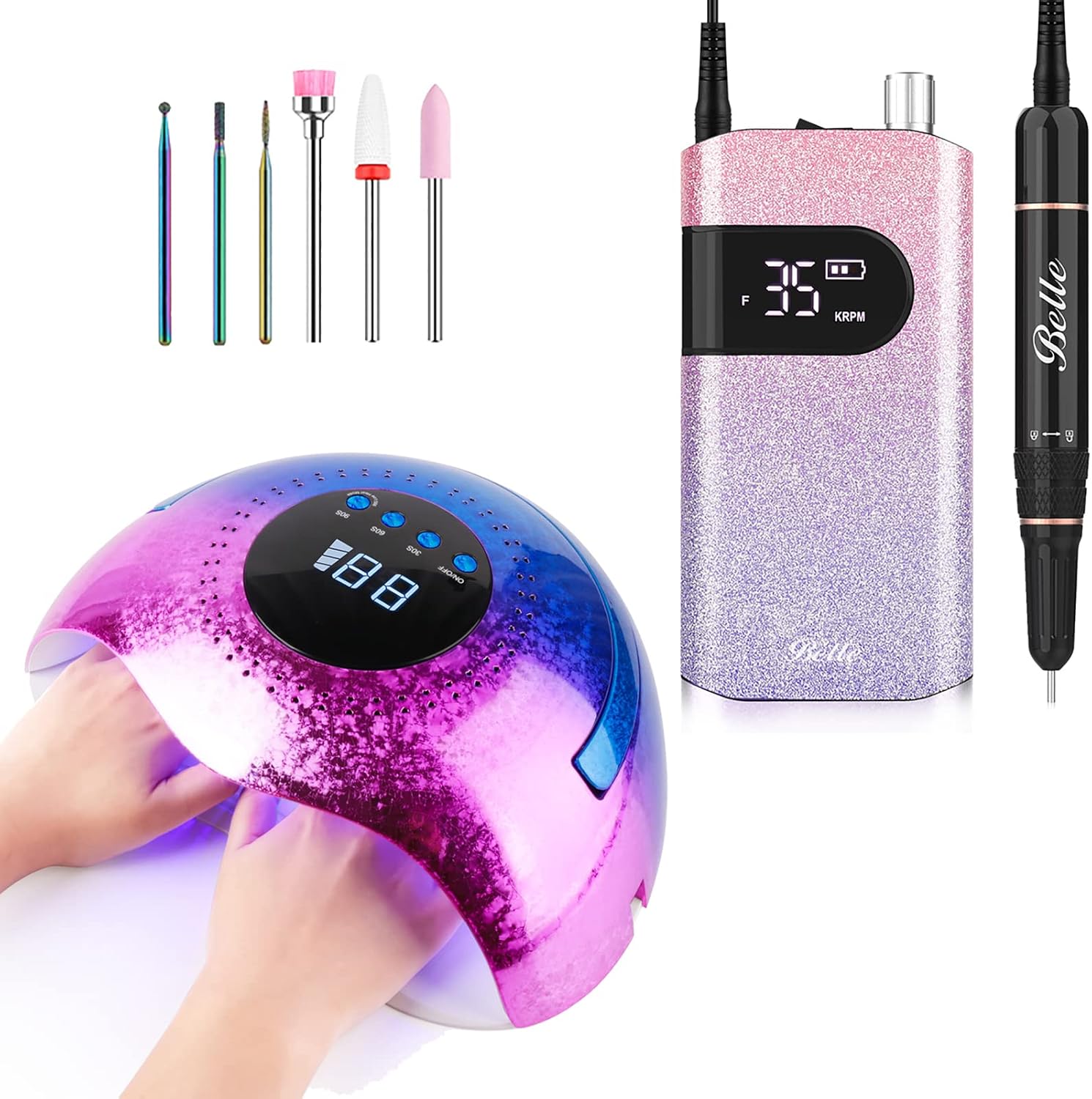 Amazon.com: UV LED Nail Lamp, Belle Professional Nail Drill Machine ...