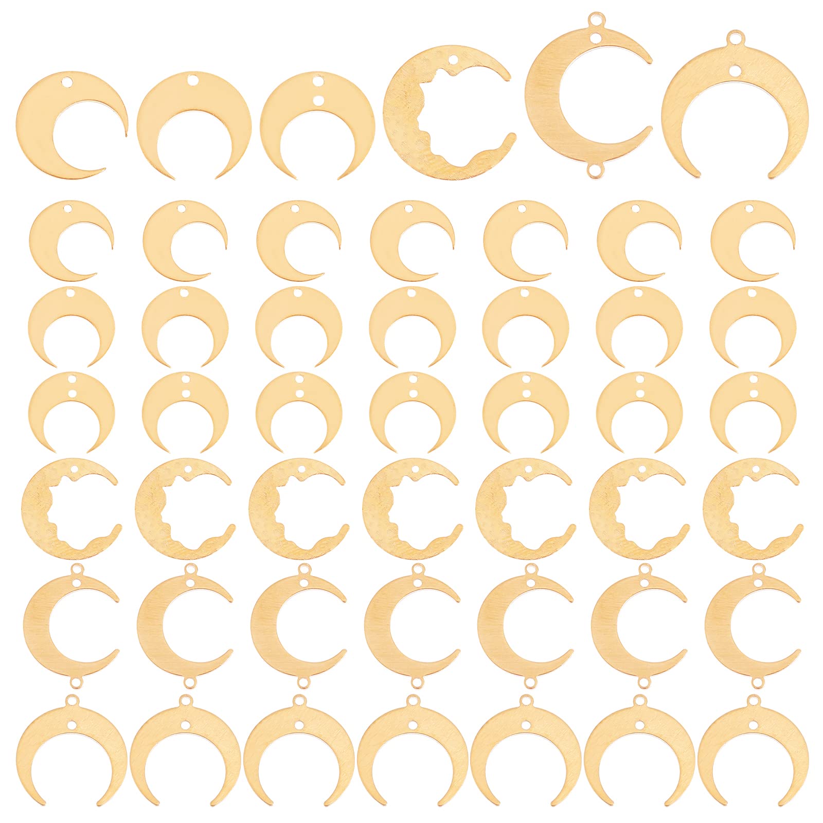 Amazon.com: PH PandaHall 72Pcs 6 Style Moon Connector Charms, Brass ...