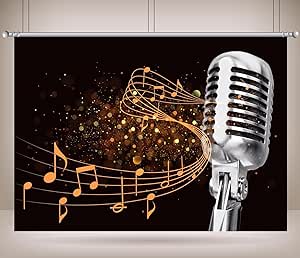 Amazon.com : Loccor 5x3ft Fabric Microphone Music Backdrop Retro Mic ...