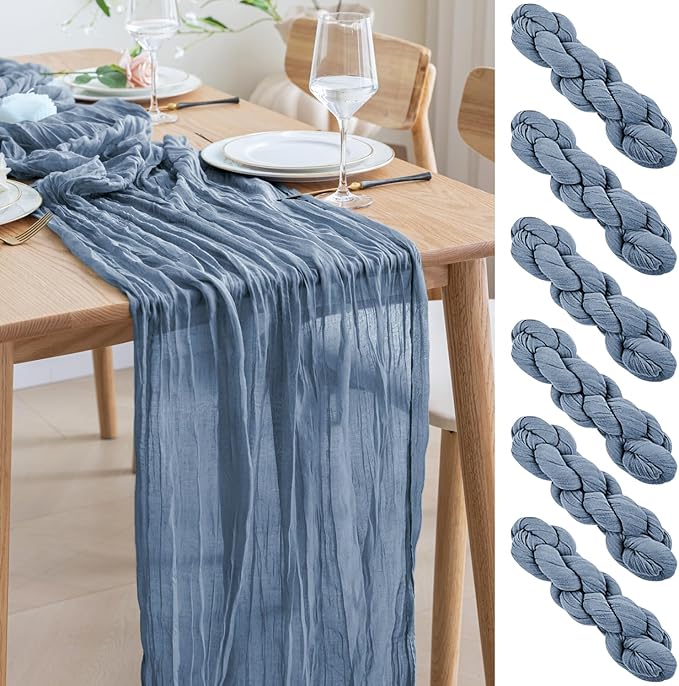 Amazon.com: Asee'm 6pcs Cheesecloth Table Runner 120 Inches Long Dusty ...