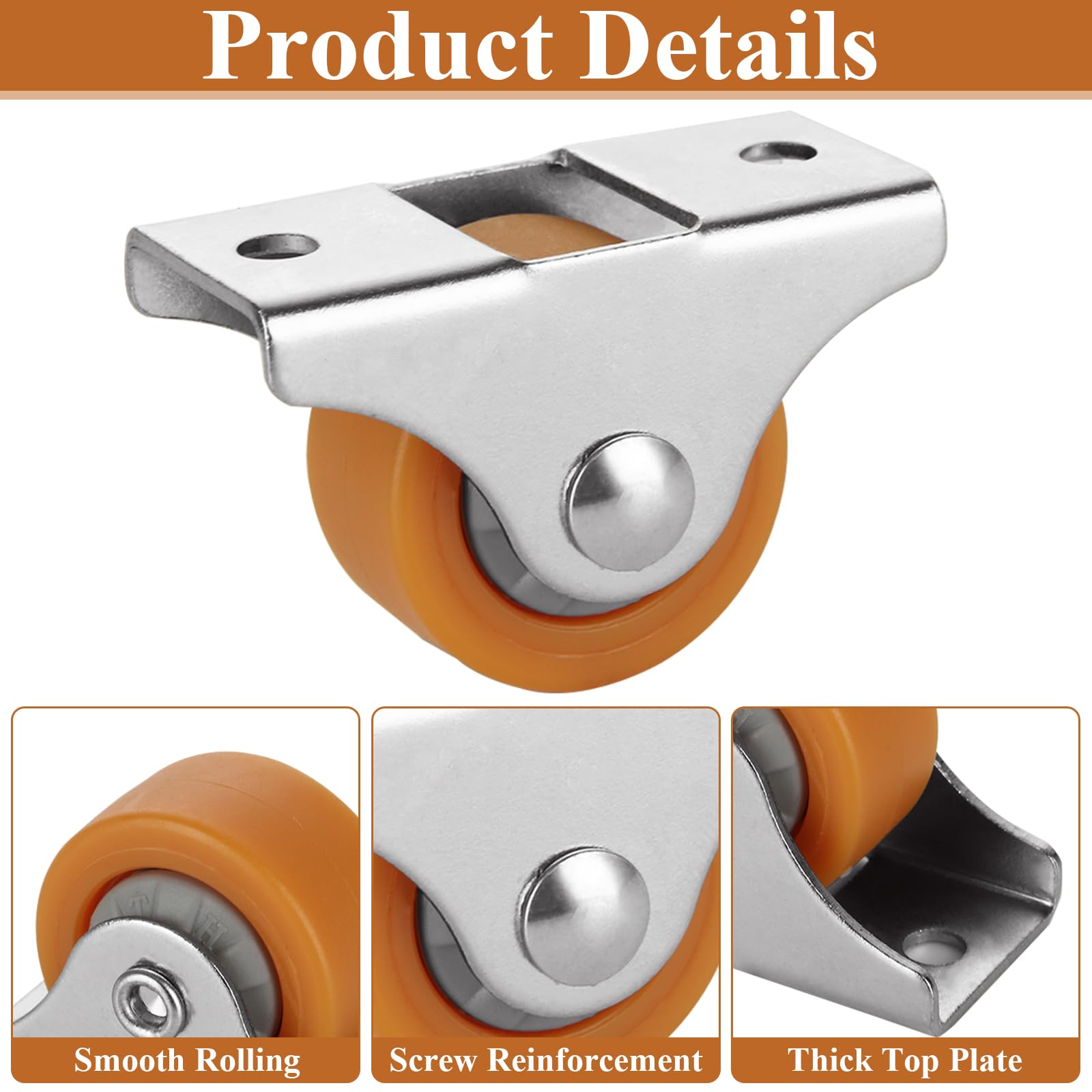 Snapklik.com : CYEAH 24 Pcs Small Caster Wheels, 1" Inch Mini Fixed ...
