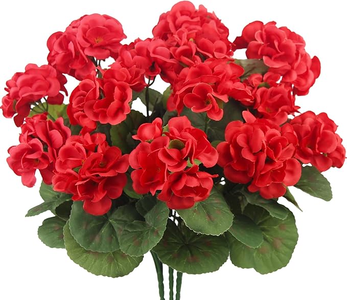 Amazon.com: CITYES 3 Pcs Artificial Geraniums Flowers Silk Geraniums ...