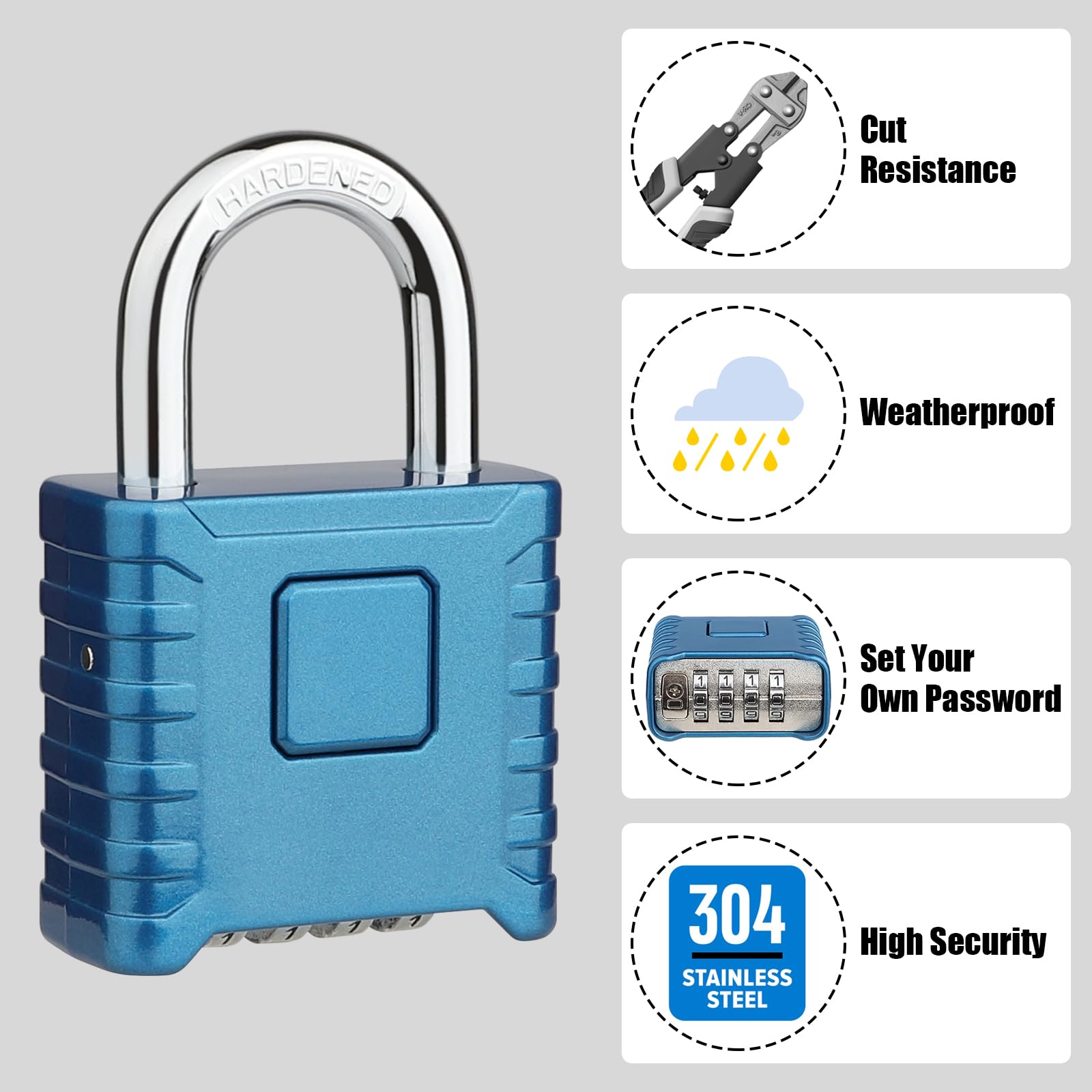Snapklik.com : Heavy Duty Weatherproof Padlock One-Touch Unlocking ...