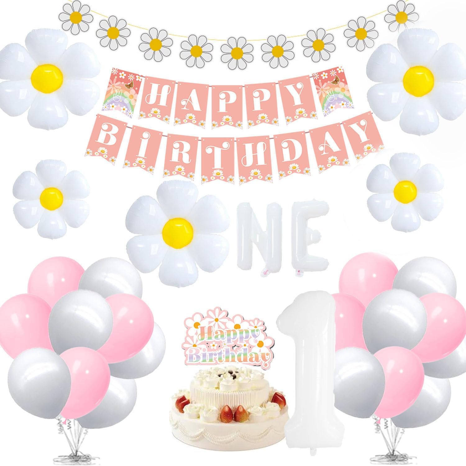 Amazon.com: Daisy First Birthday Party Decorations Daisy Flower Happy ...