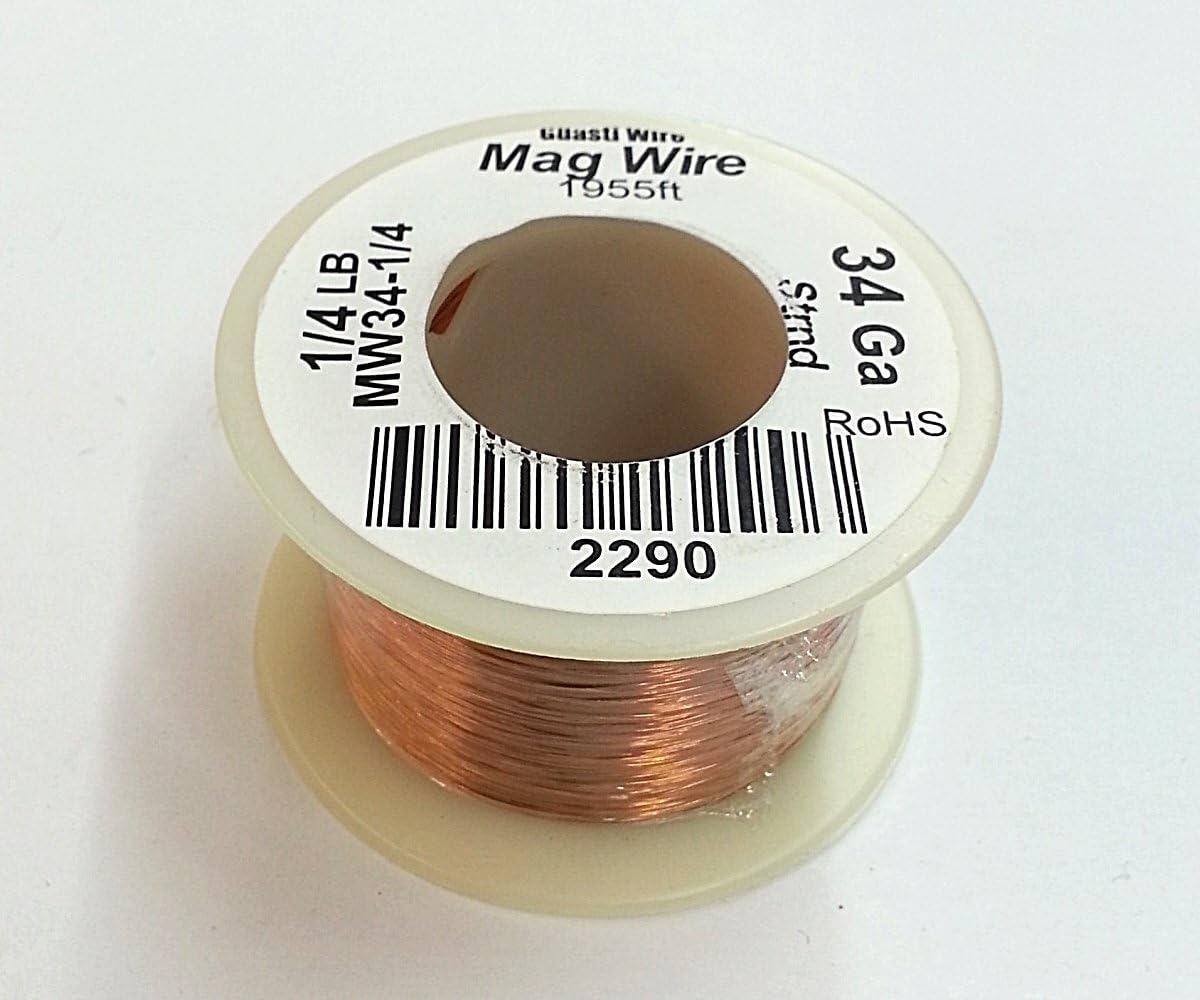 Amazon.com: 34AWG Solid Insulated Magnet Wire - 1/4 Pound Roll ...