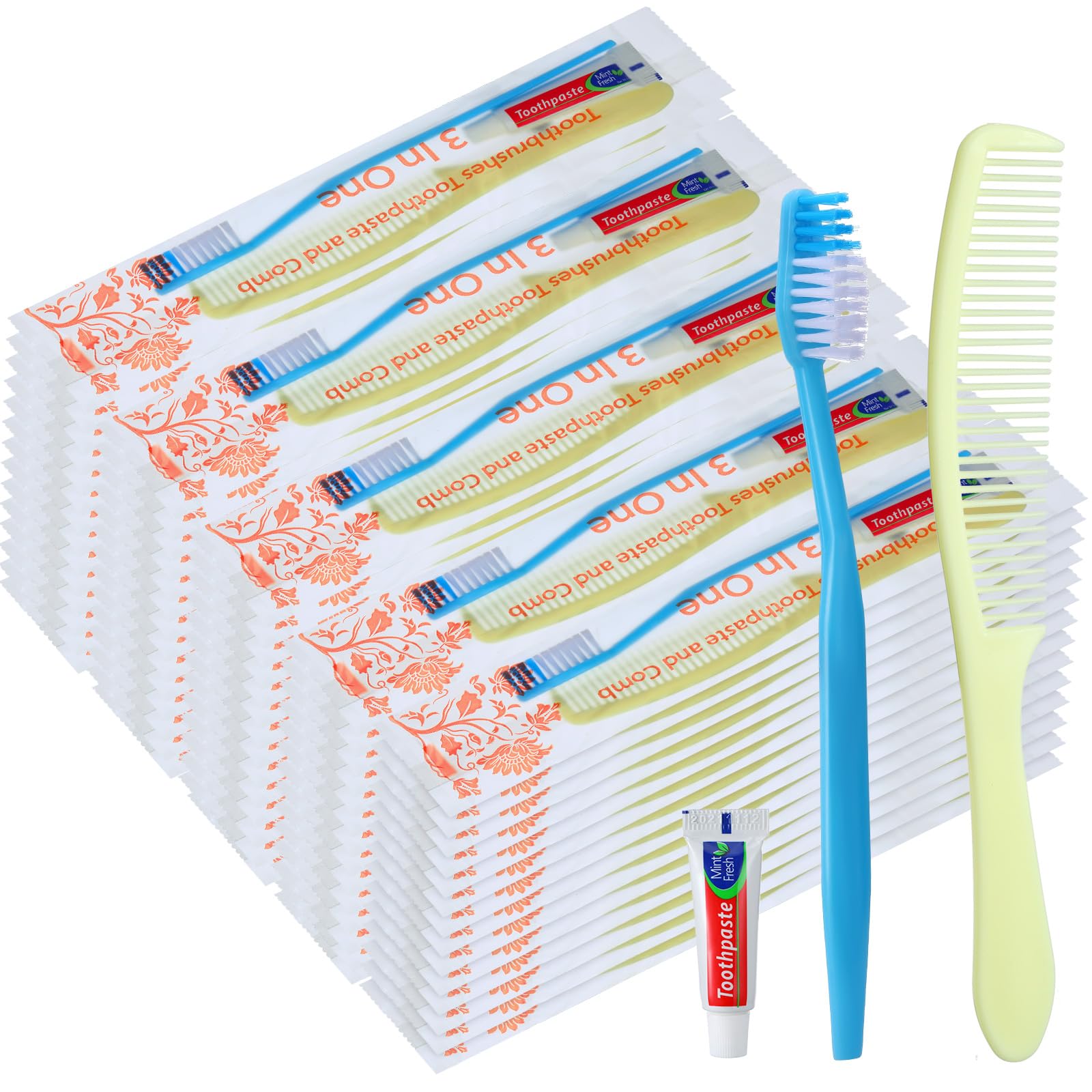 meekoo 200 Set Disposable Toothbrushes with Toothpaste and Comb ...