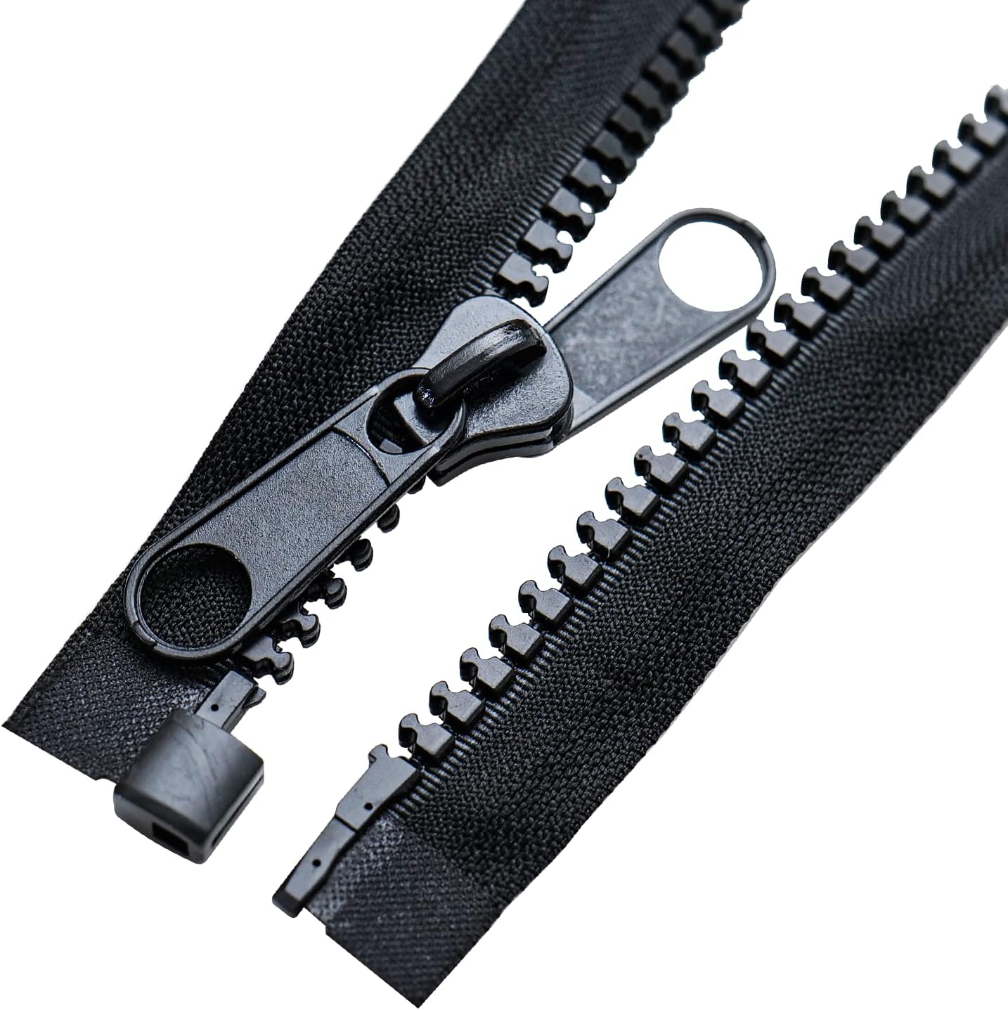 Sawoake#10 30 Inch 2Pcs Separating Large Plastic Zippers Black Double ...