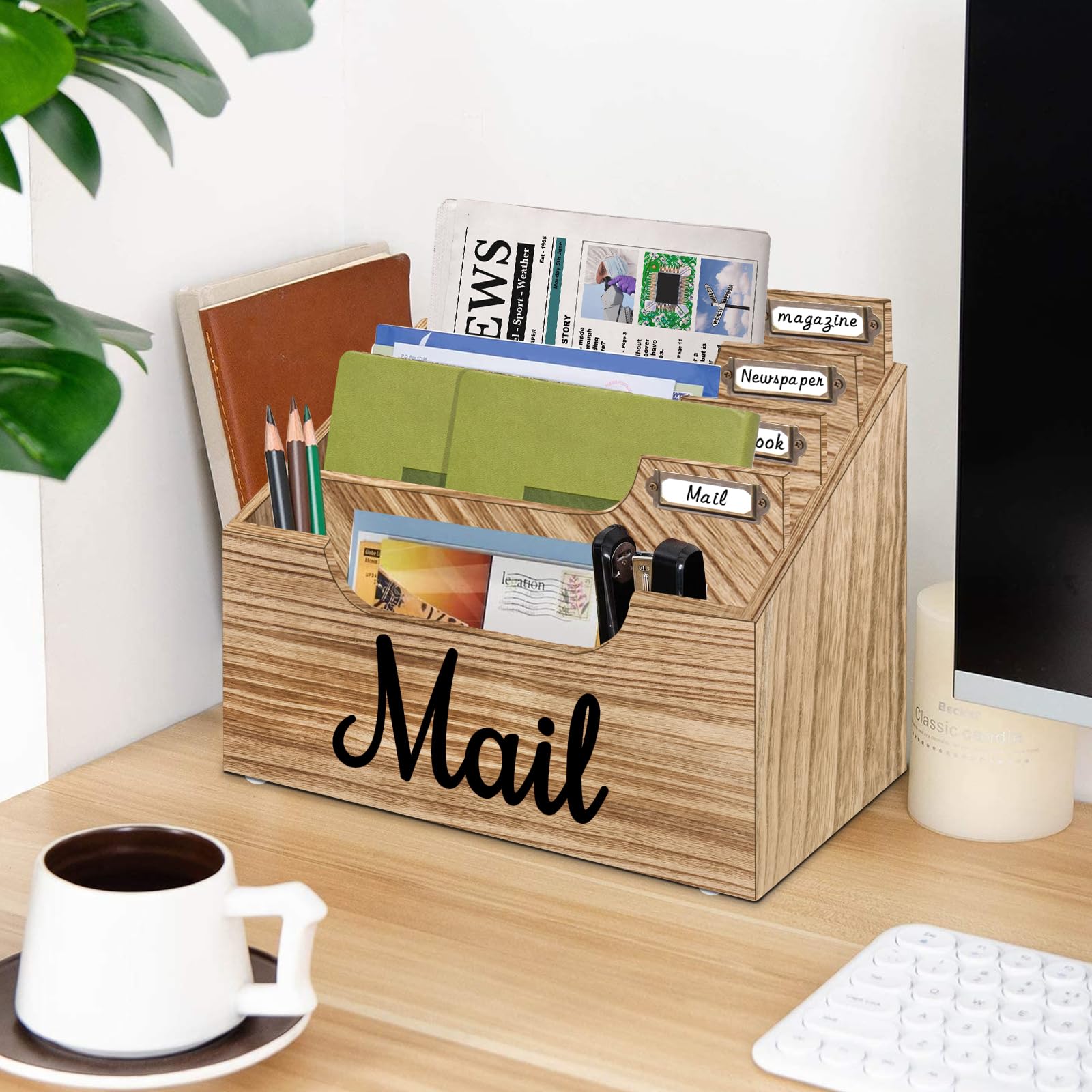 Snapklik.com : Rustic Mail Organizer Letter Sorter For Counter, Mail ...