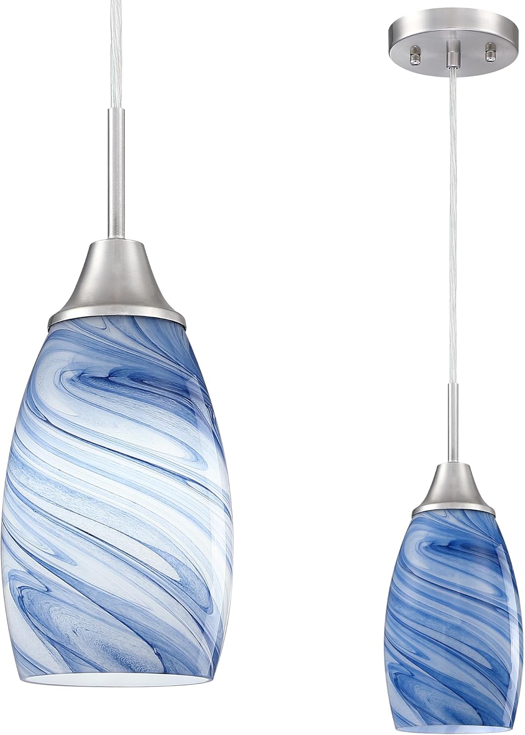 Viinew Mini Glass Pendant Light 1Pack Dark Blue Marble Art Glass ...