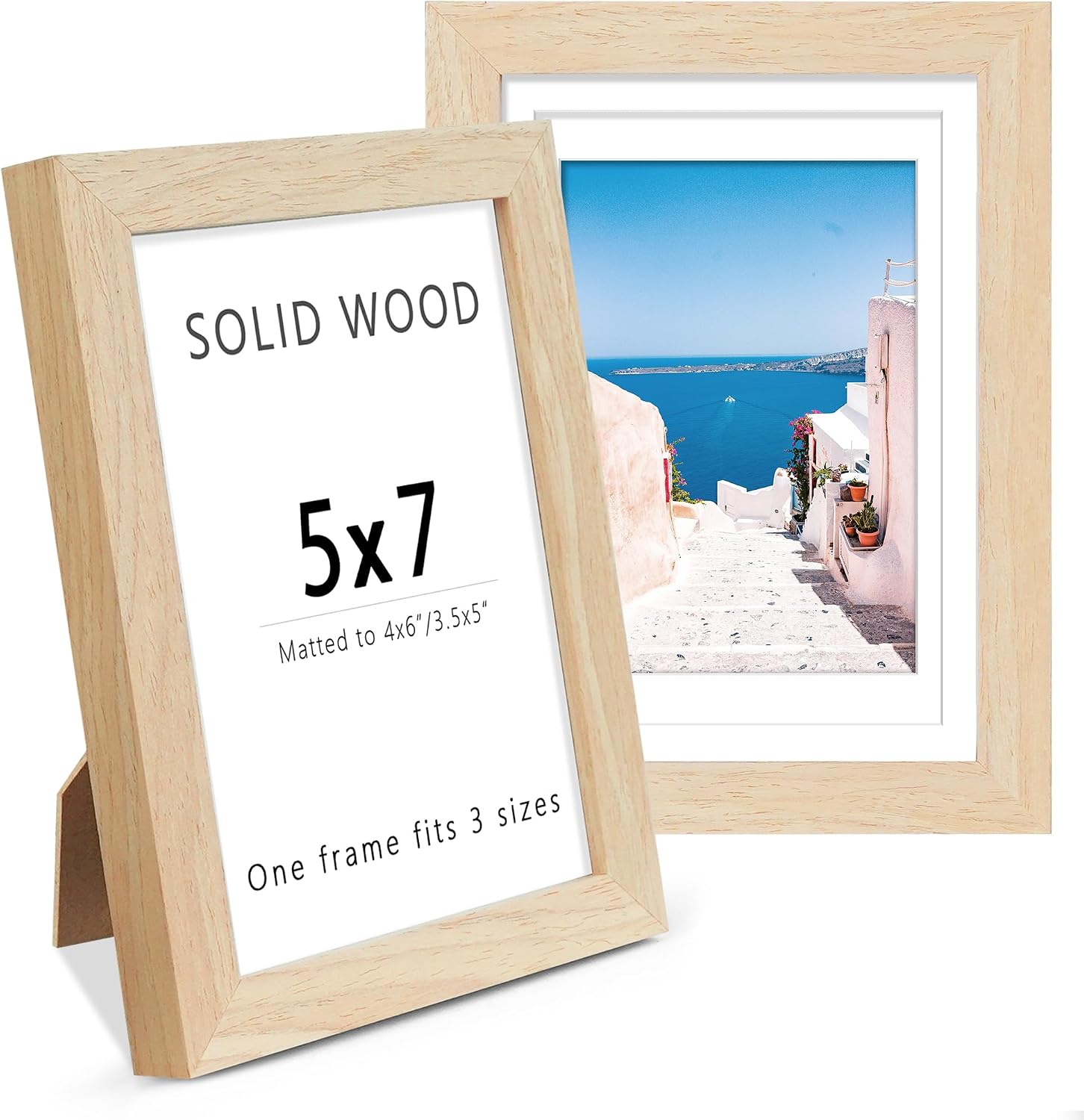 Amazon.com - 5x7 Wood Picture Frame Set of 2 with Tempered Glass–Fits ...