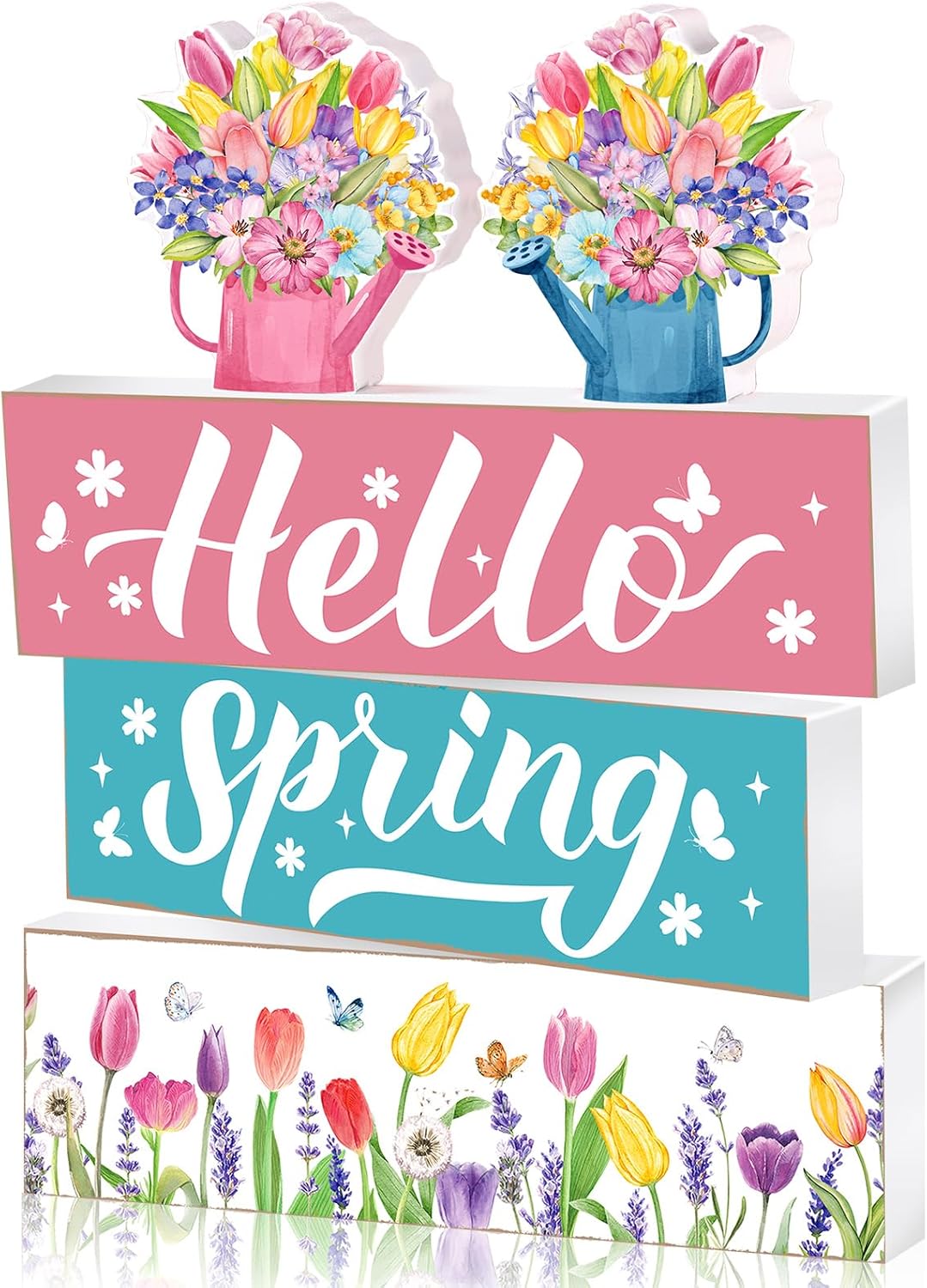 Amazon.com: 5 Pcs Spring Tiered Tray Decor Flower Book Stack Decor ...