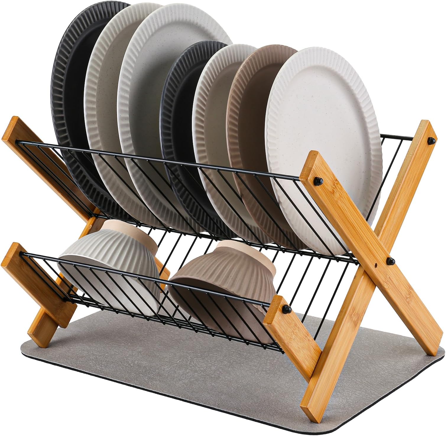 Amazon.com: BUVLIVU Dish Drying Rack Bamboo -Foldable Dish Drying Rack ...