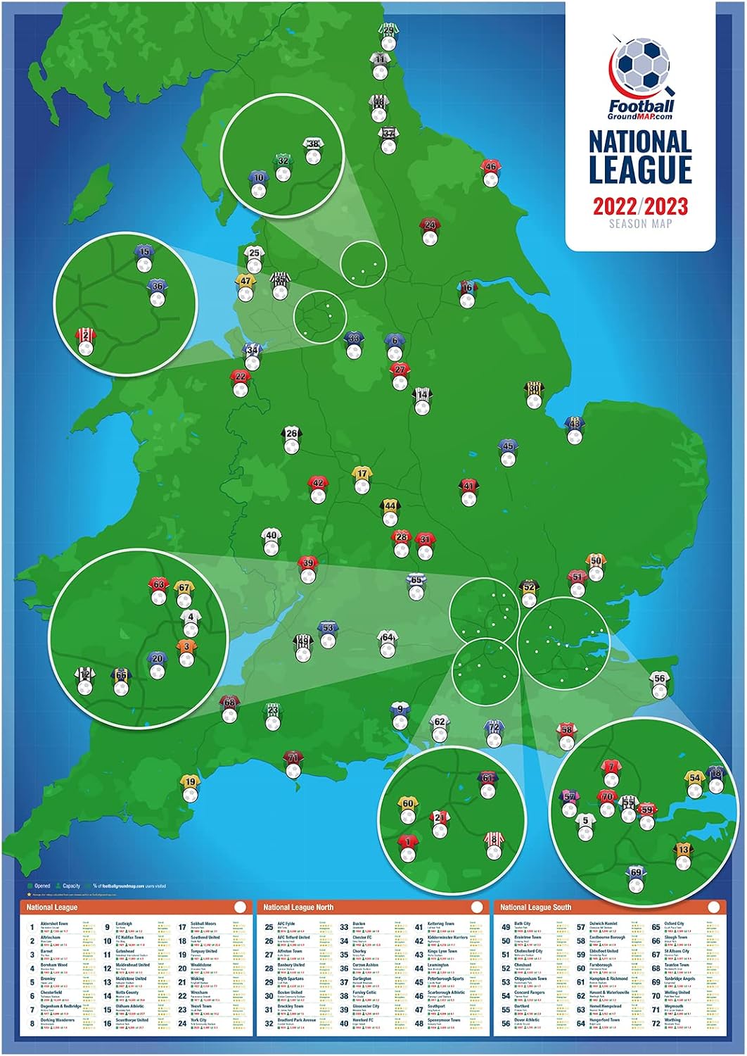 Football Ground Map National League A1 Football Stadium Poster (folded ...
