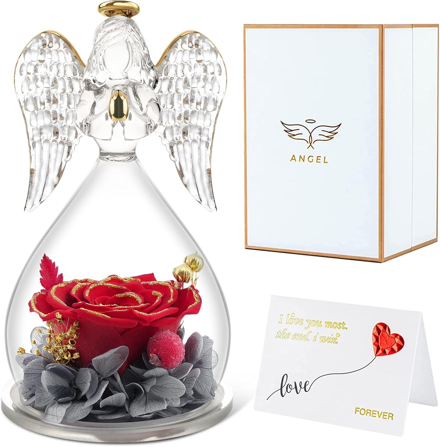 Miofula Preserved Real Rose Angel Gifts for Women, Angel Rose Birthday ...