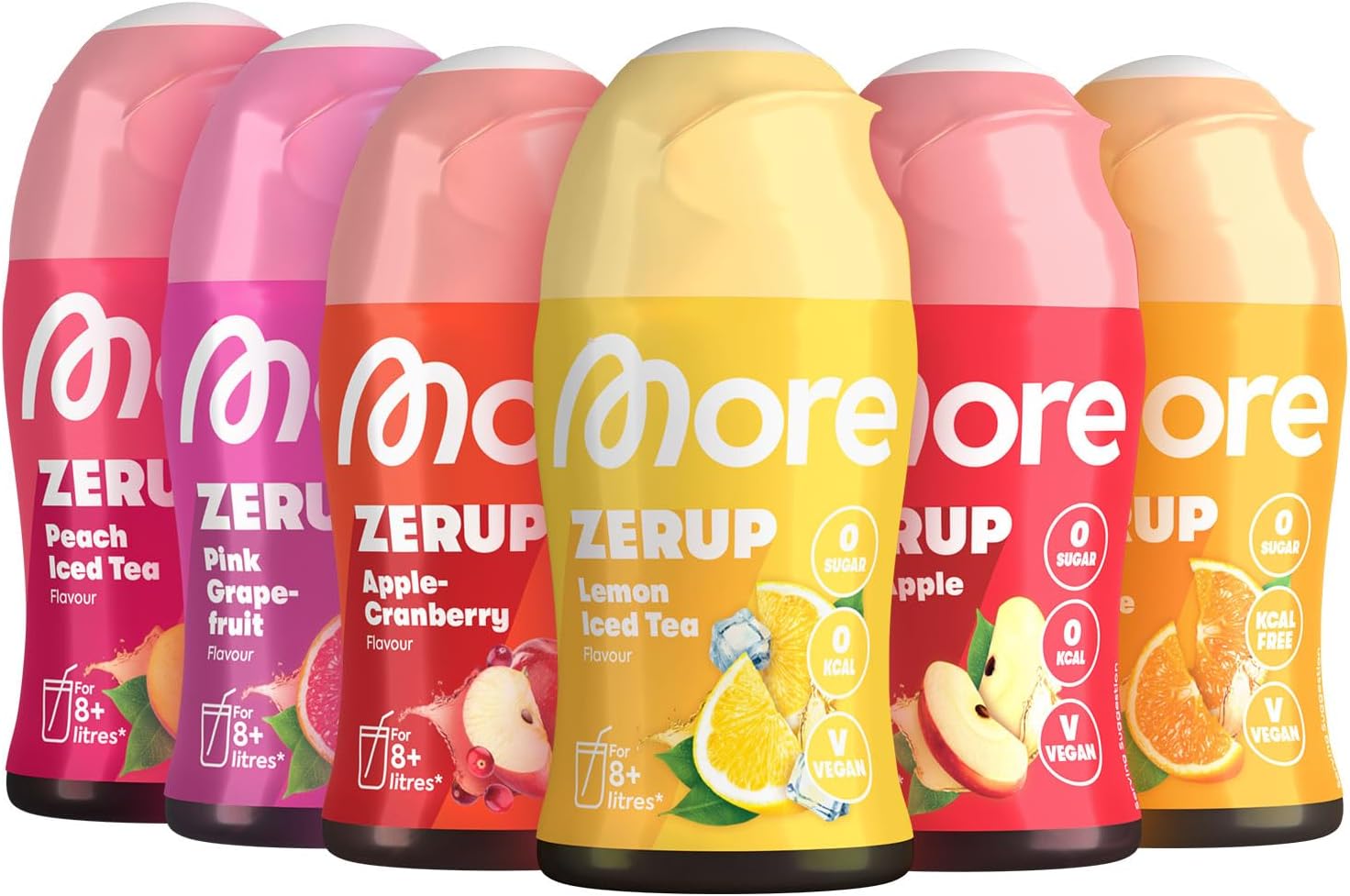 MORE Zerup, Zero Sirup mit echten Fruchtextrakten, 6er Bundle, 6 x 65 ...