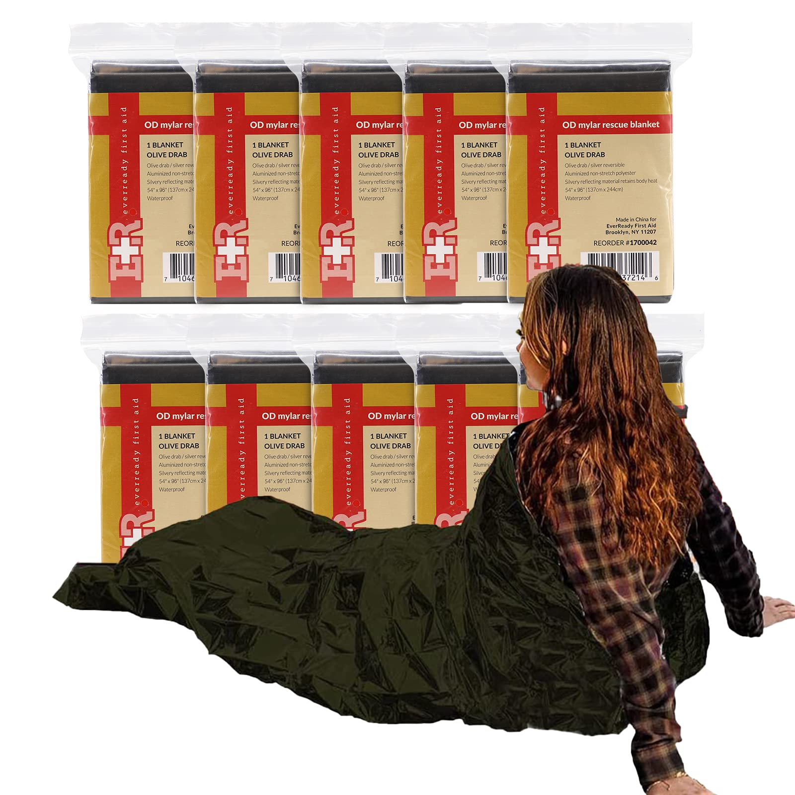 Amazon.com: Ever Ready First Aid Mylar Rescue Blanket, Large Olive and ...