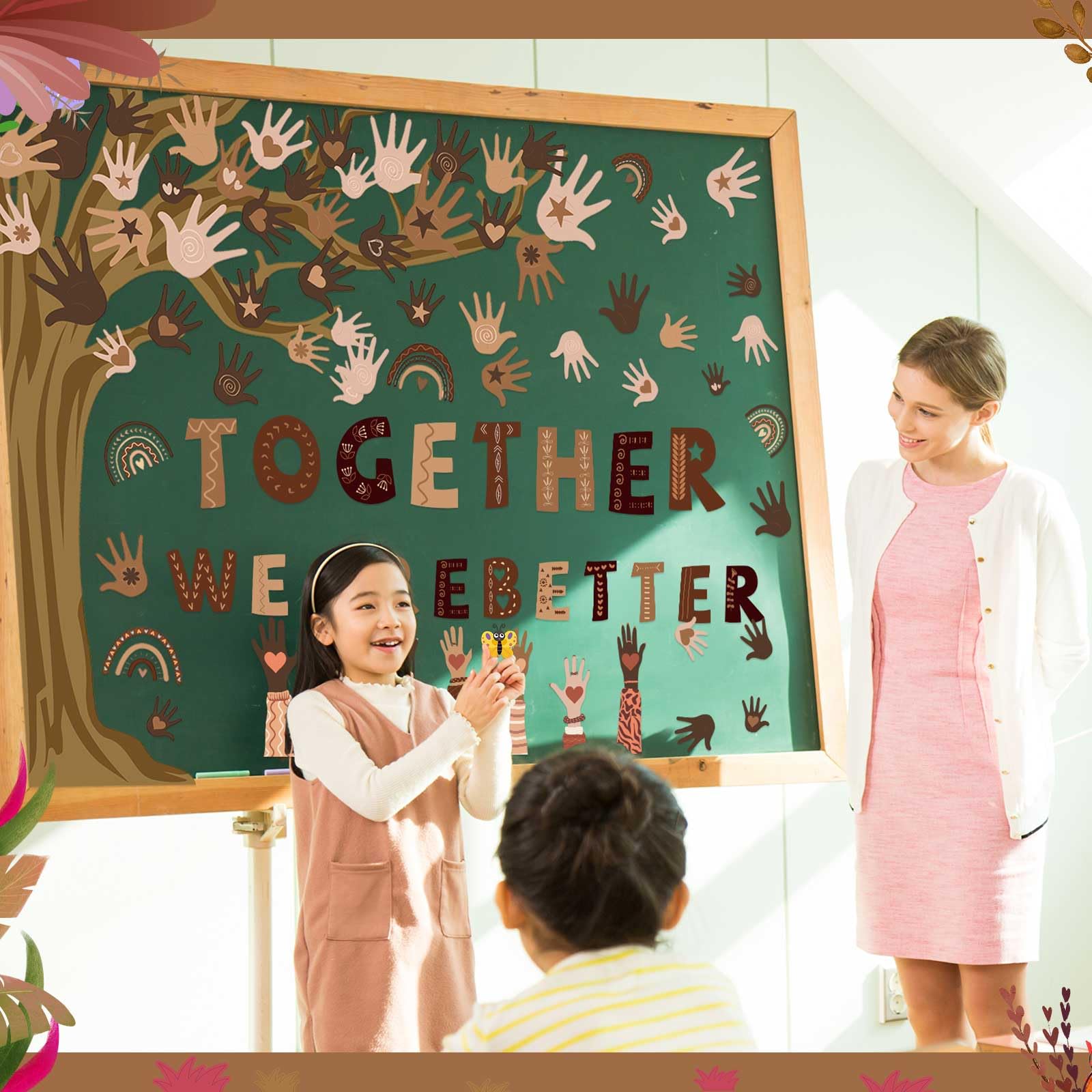 Snapklik.com : Pasimy Student Diversity Bulletin Board Sets Boho Classroom Decor Rainbow ...