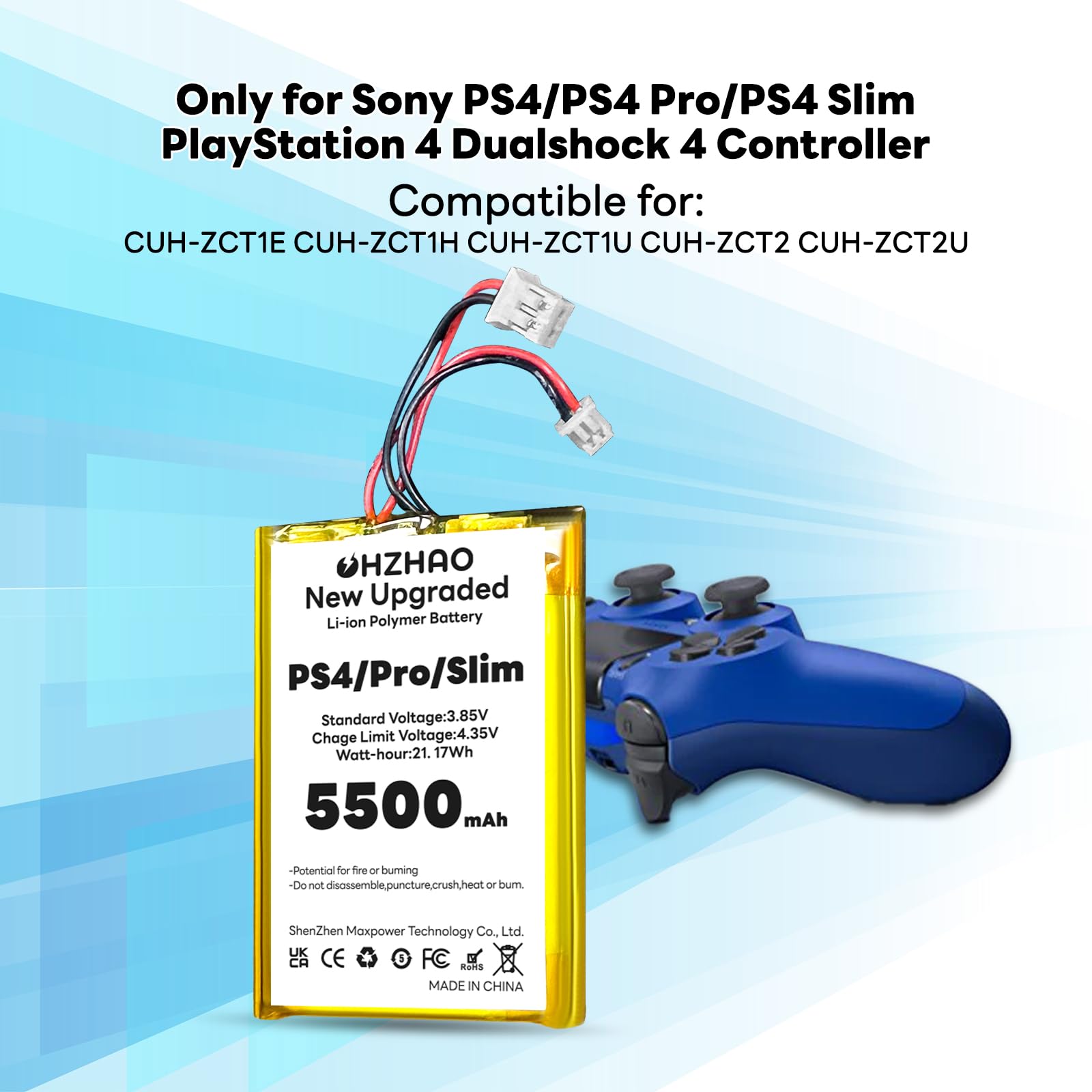 Snapklik.com : 2Pack 5500mAh PS4 Controller Battery Replacement, 2025 ...